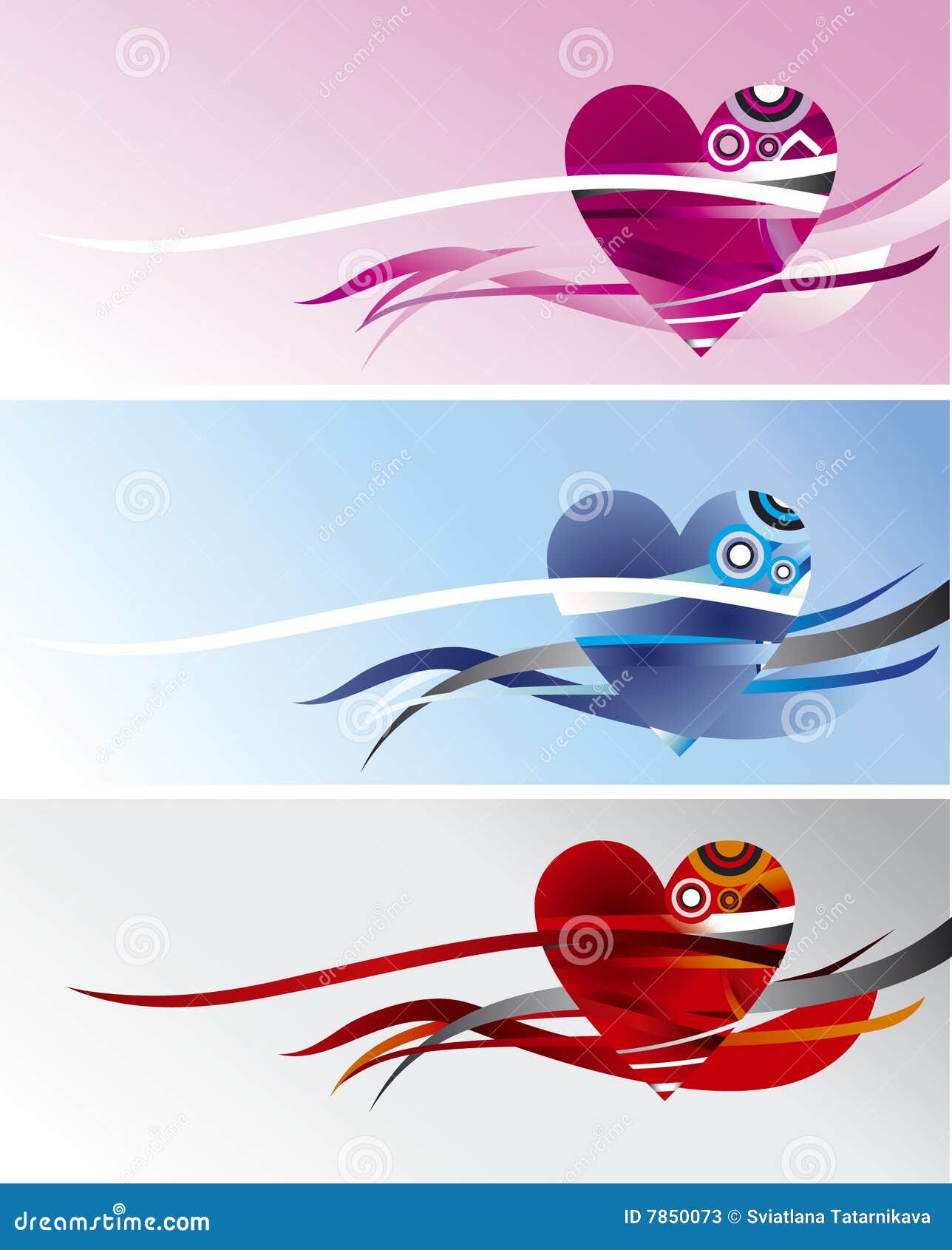 Banners with hearts stock vector. Illustration of blue - 7850073