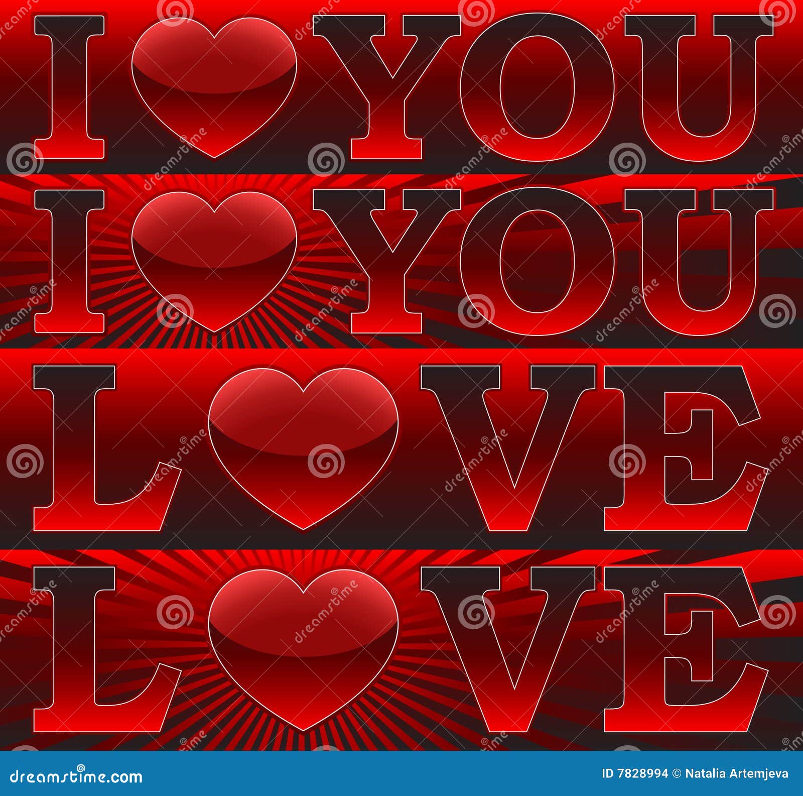 Banners _I Love You_ stock vector. Illustration of heart - 7828994