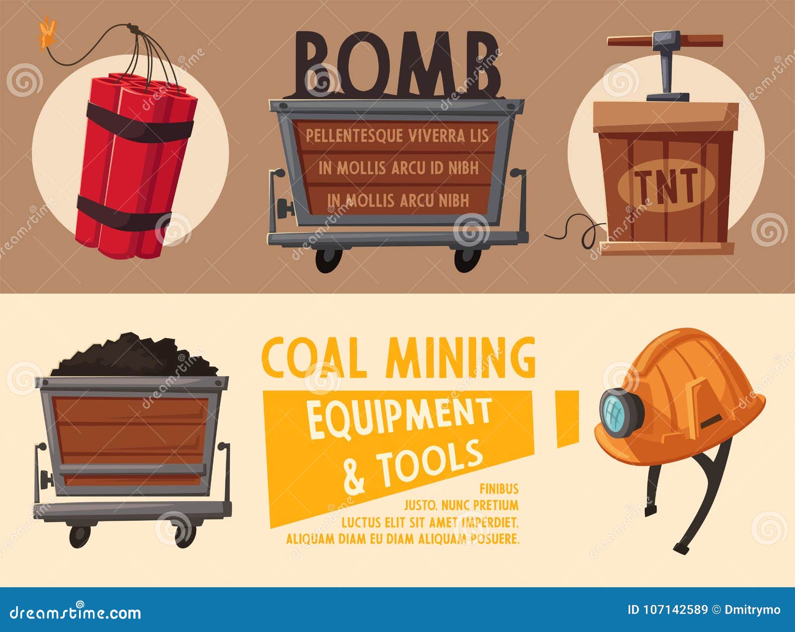 Banners with Mining Tools. Worker`s Inventory Stock Vector ...