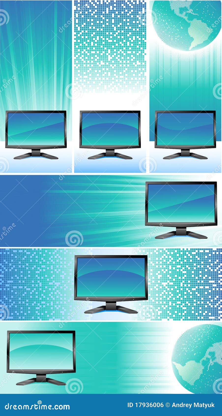 Banners with monitors stock vector. Illustration of vertical - 17936006