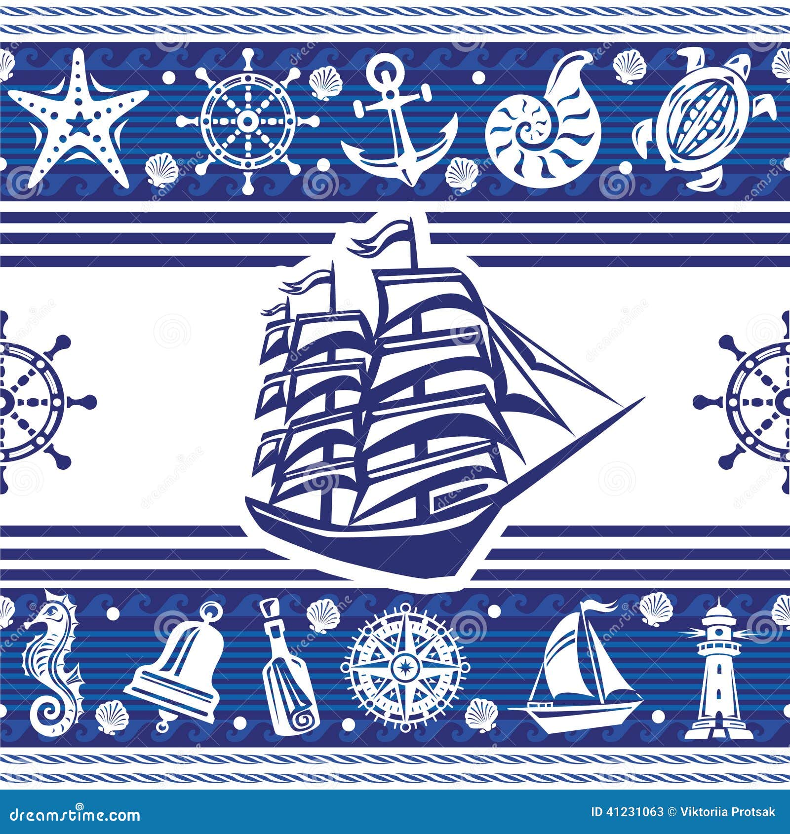 Nautical Symbols And Icons Cartoon Vector | CartoonDealer.com #24683289