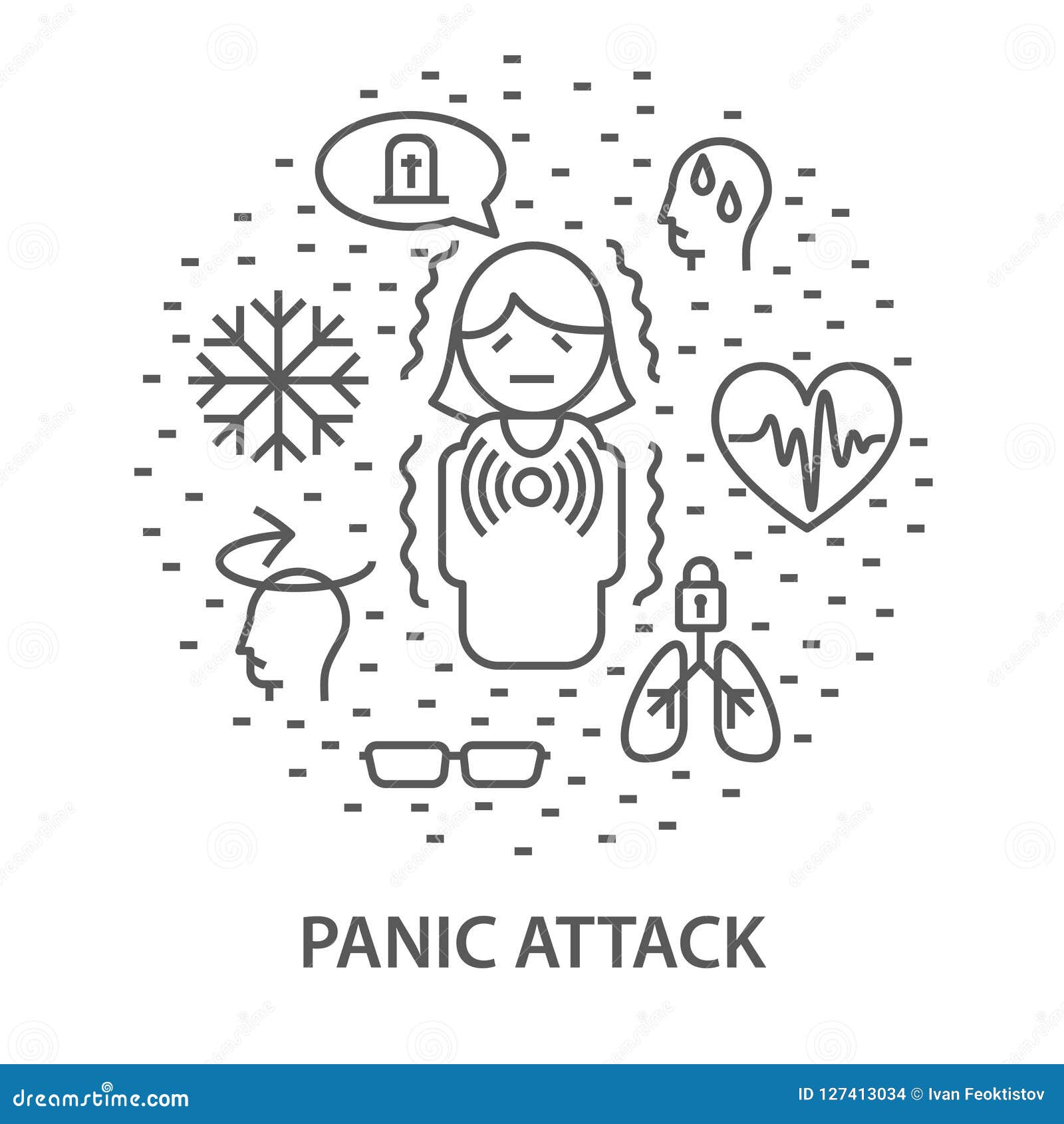 Banners for panick attack stock vector. Illustration of circle - 127413034