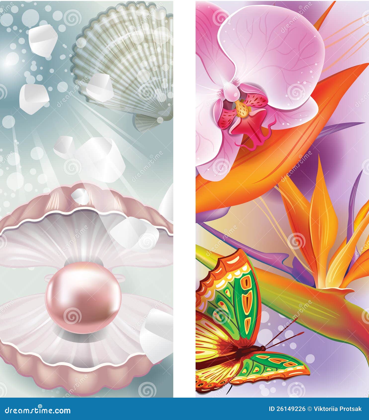 Banners with Pearl and Flowers Stock Vector - Illustration of relax ...