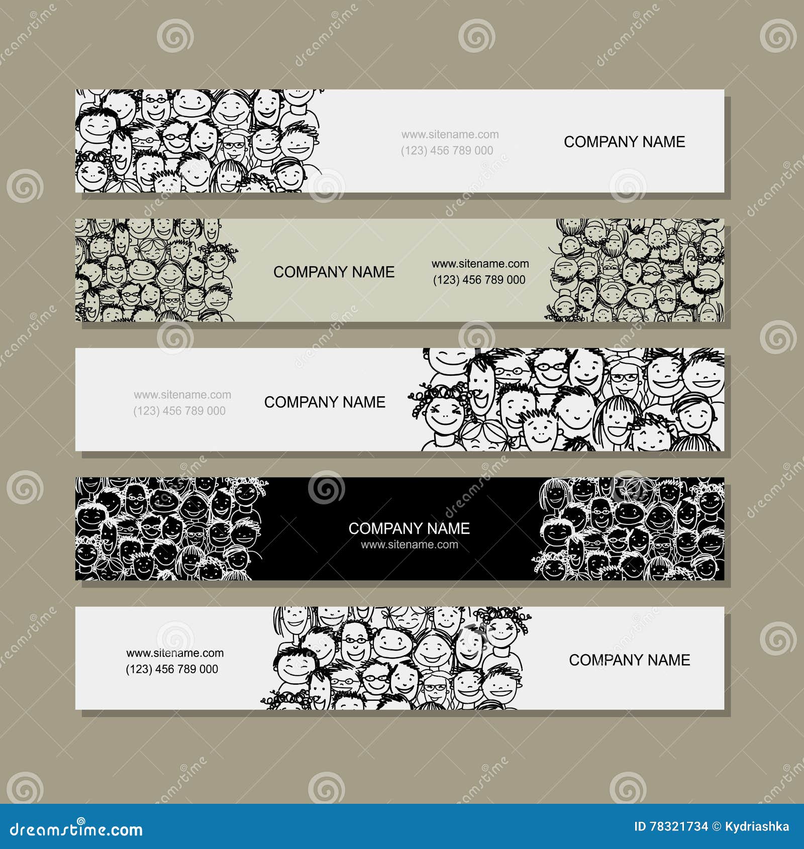 Banners with People Crowd for Your Design Stock Vector - Illustration ...