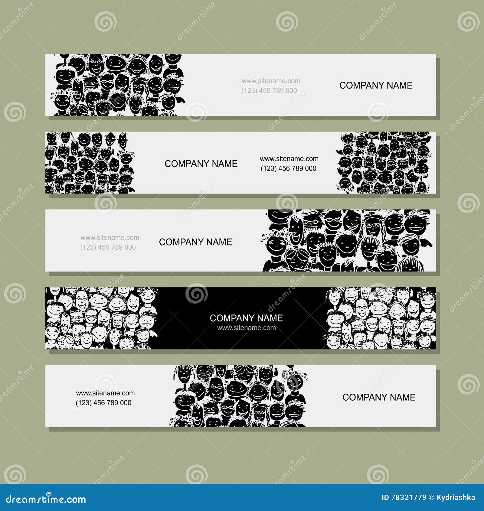 Banners with People Crowd for Your Design Stock Vector - Illustration ...