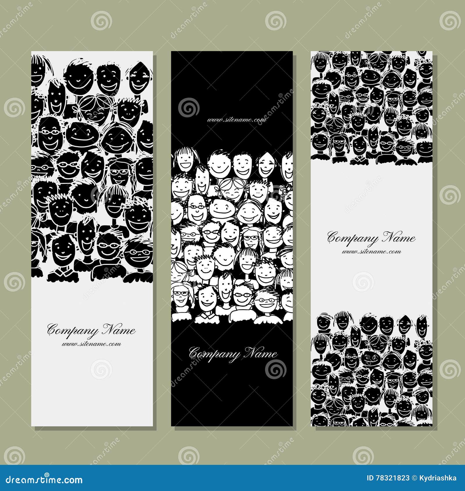 Banners with People Crowd for Your Design Stock Vector - Illustration ...