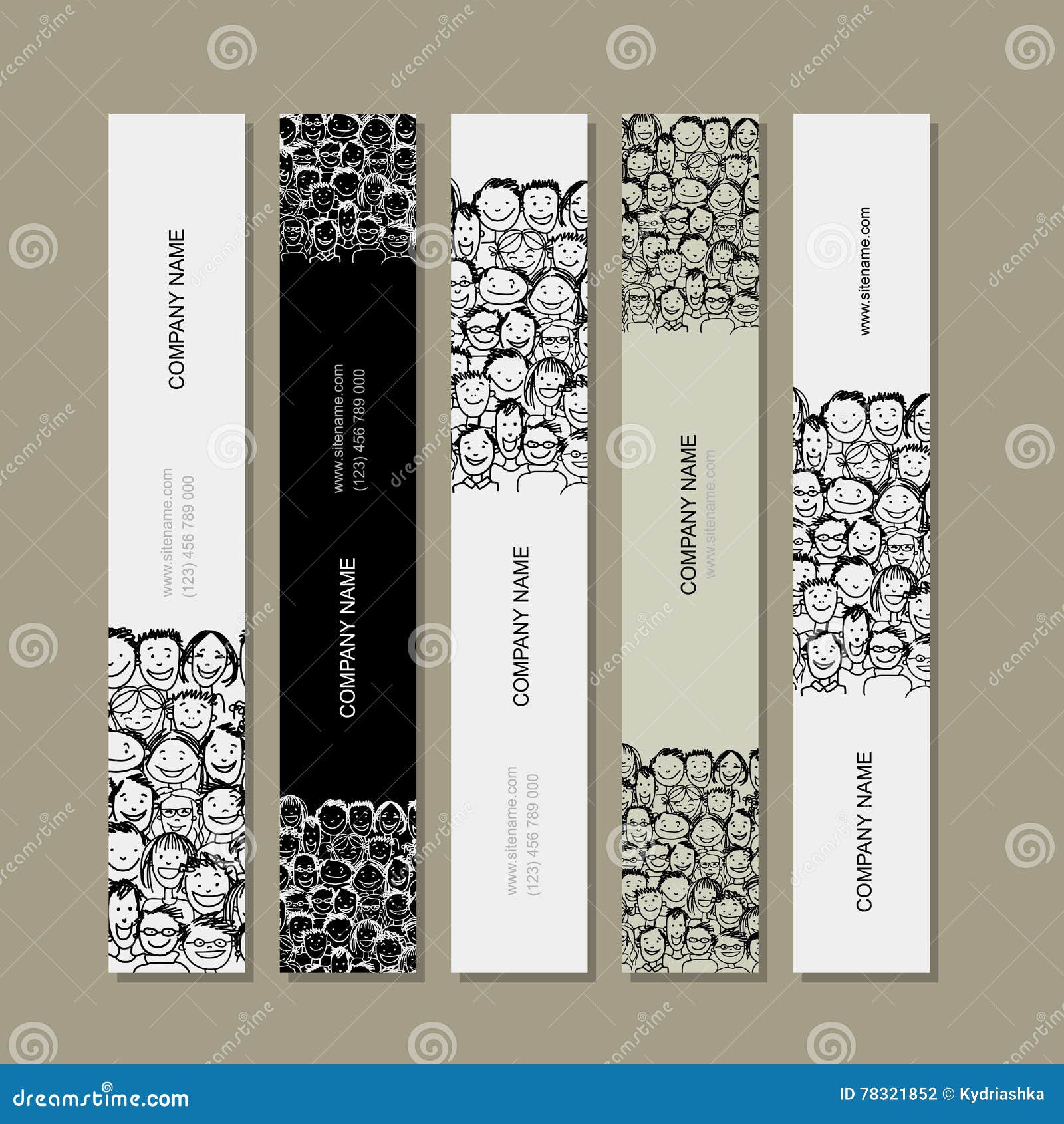 Banners with People Crowd for Your Design Stock Vector - Illustration ...