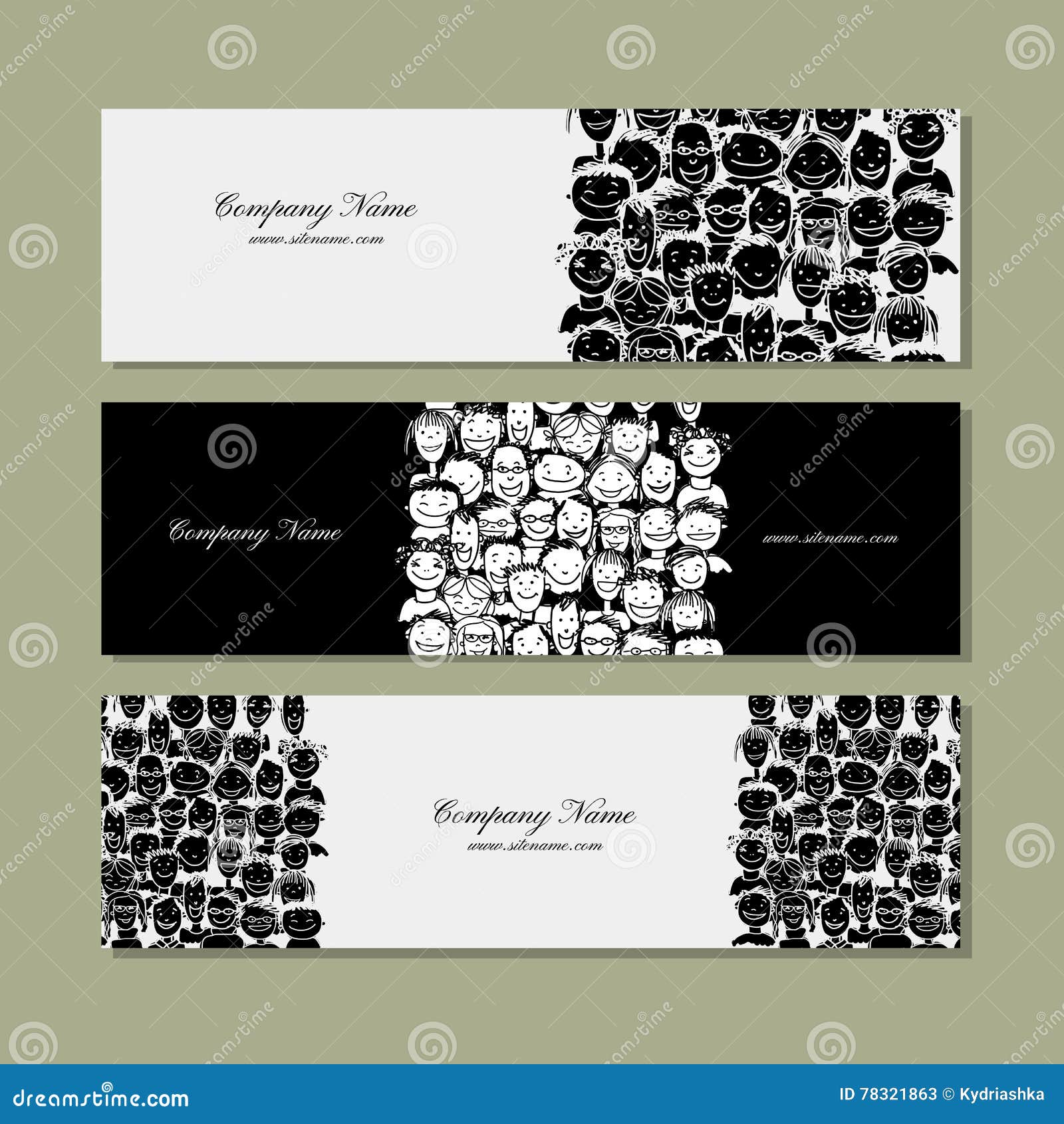 Banners with People Crowd for Your Design Stock Vector - Illustration ...