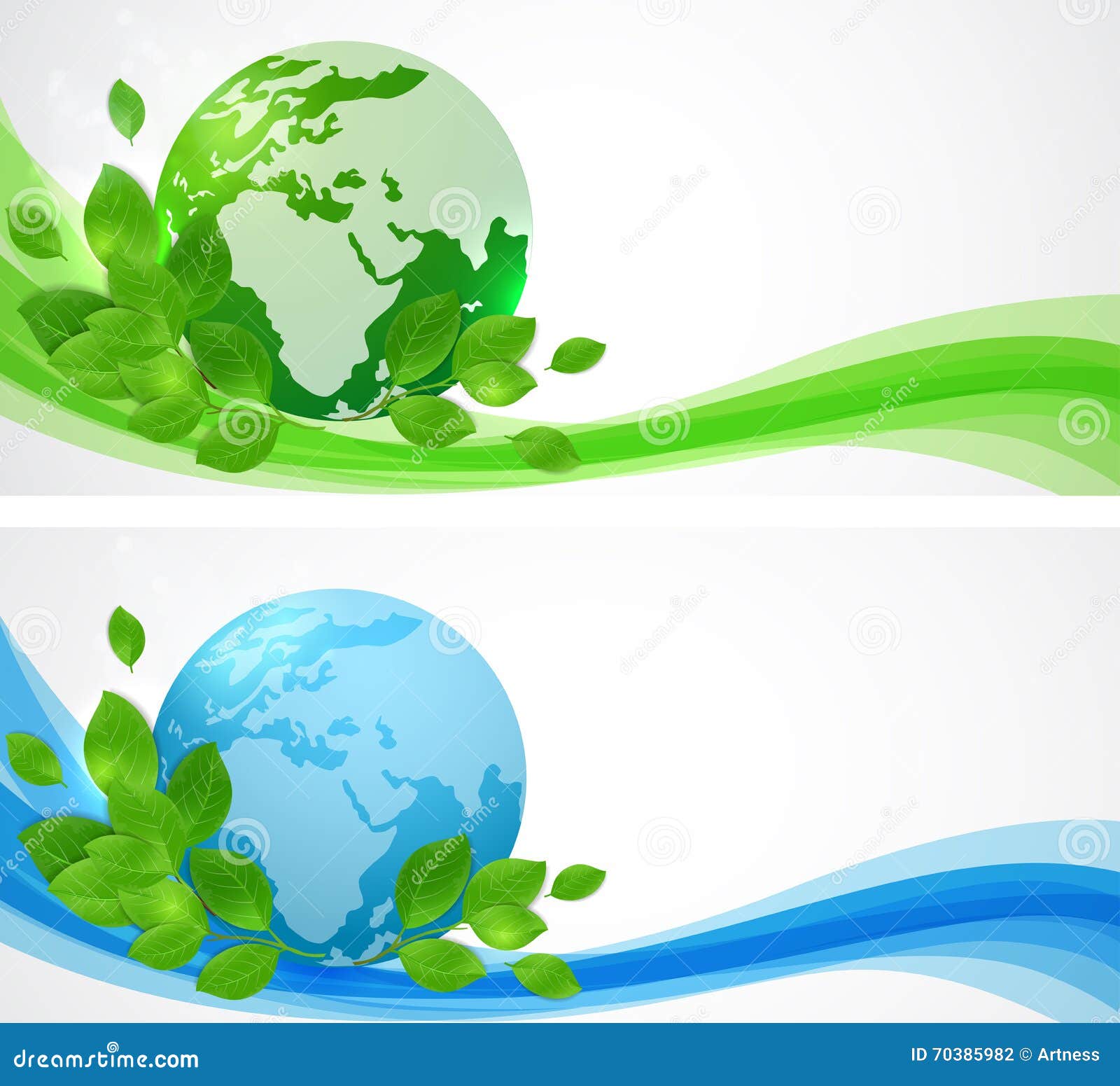 Banners with planet Earth. stock vector. Illustration of green - 70385982