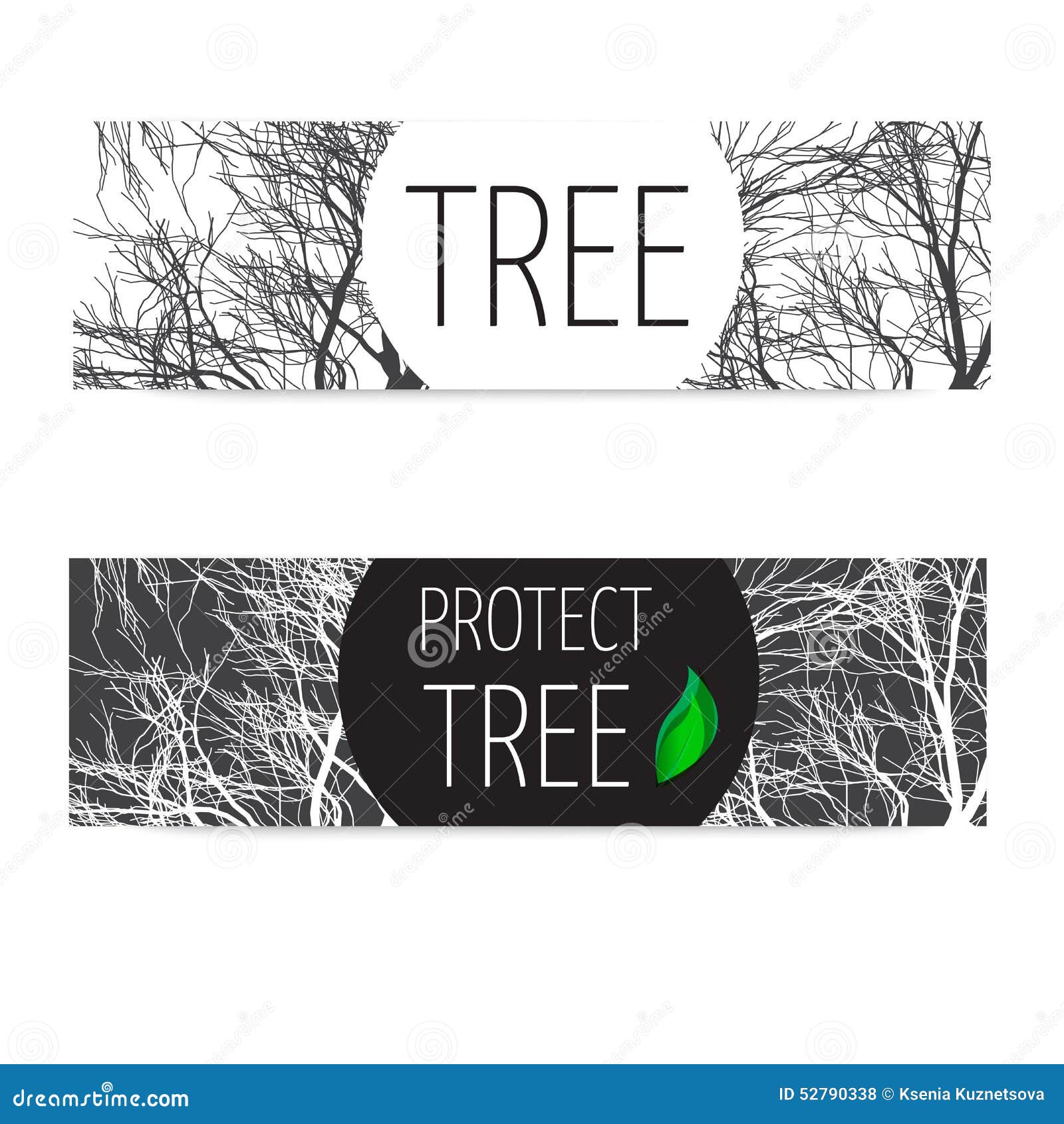 Banners protect tree stock vector. Illustration of silhouette - 52790338