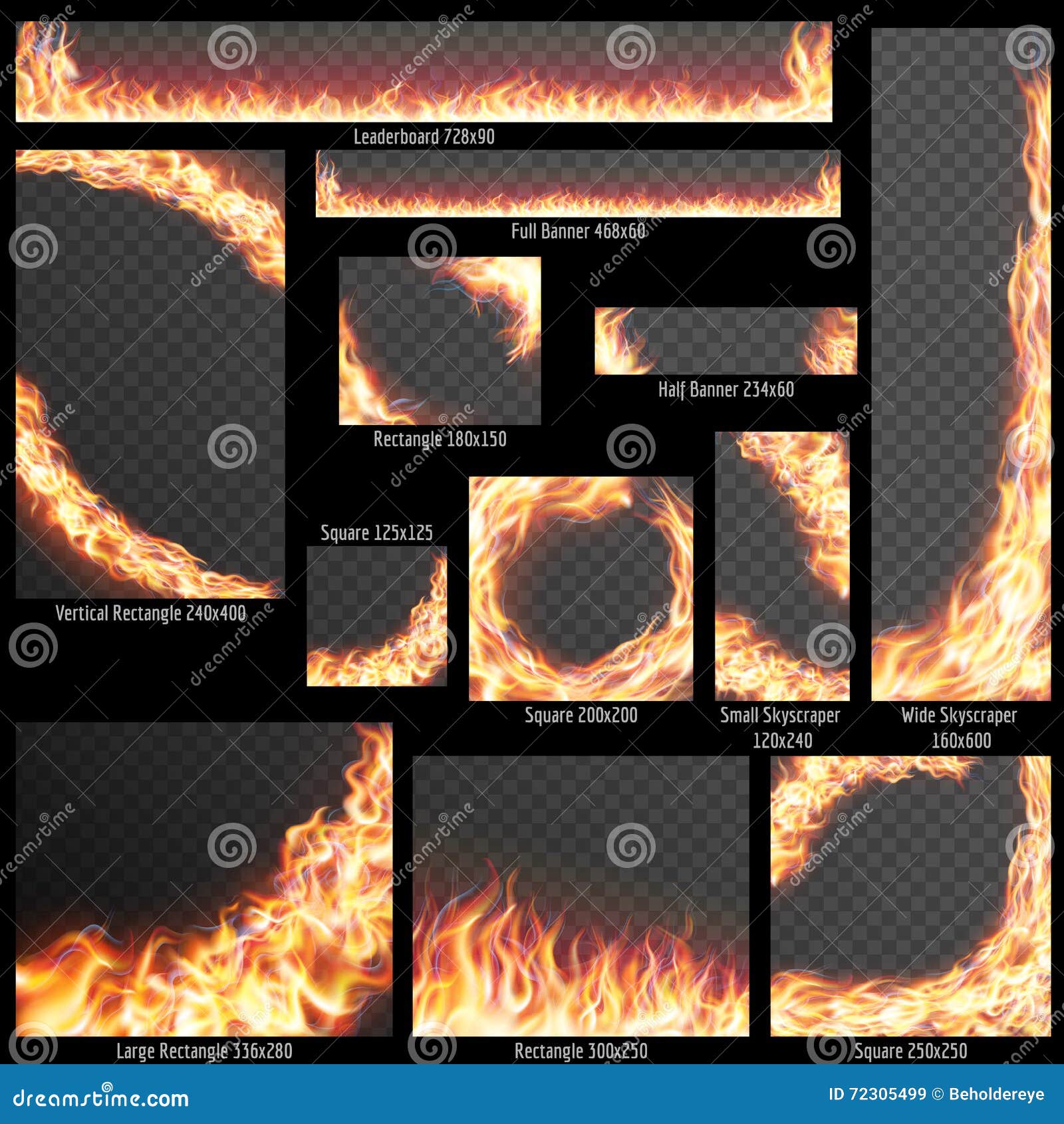 Banners with Realistic Fire Flames. EPS 10 Stock Vector - Illustration ...