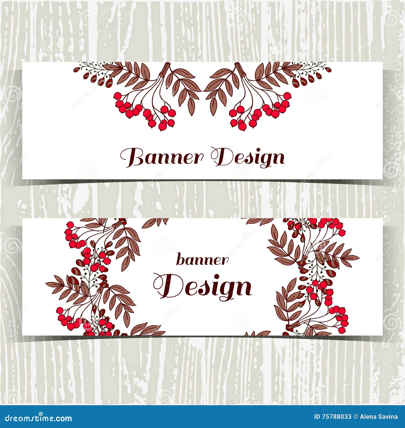 Banners with Red Berries stock vector. Illustration of object - 75788033