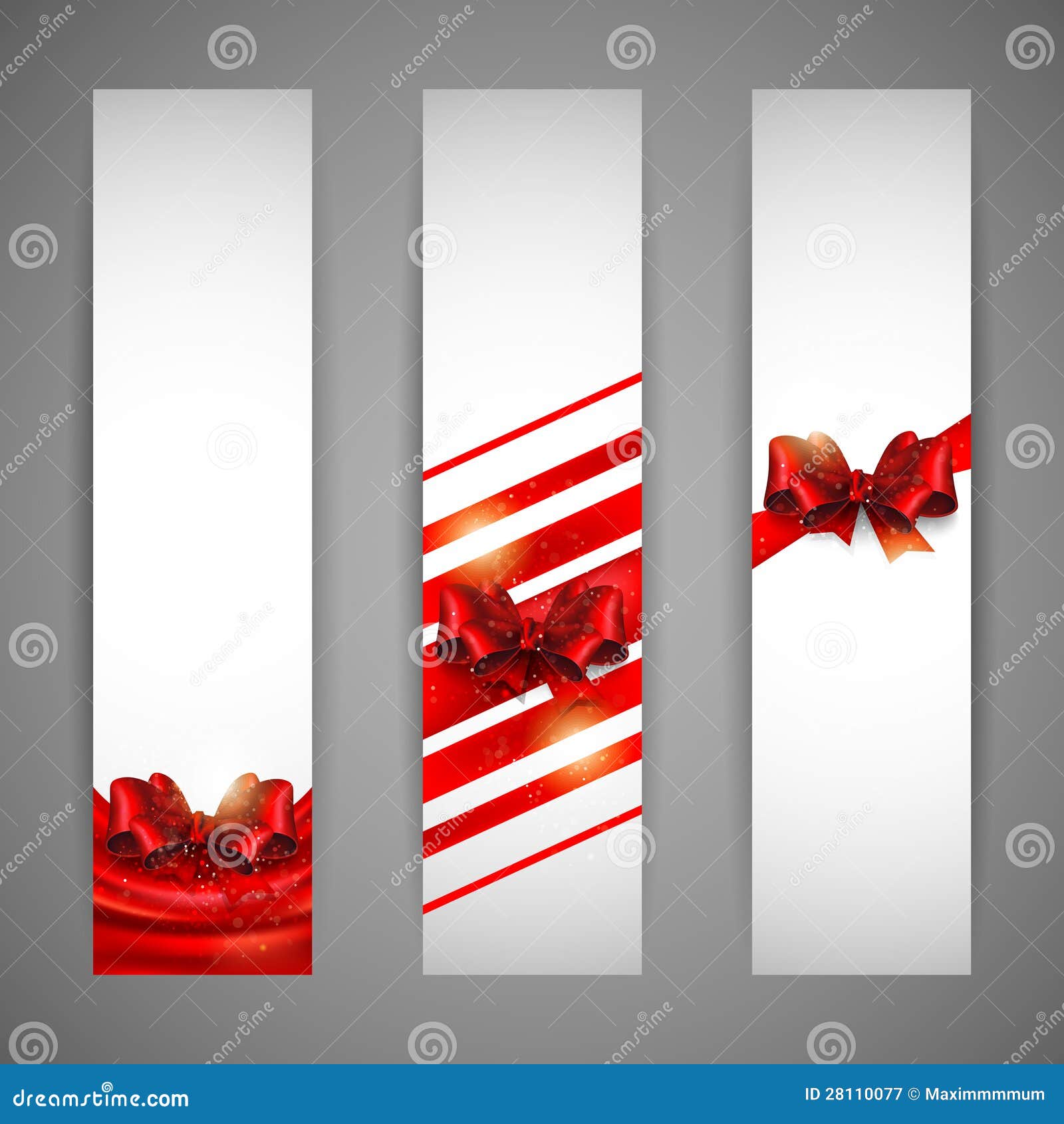 Banners with Red Bows and Ribbons Stock Illustration - Illustration of ...