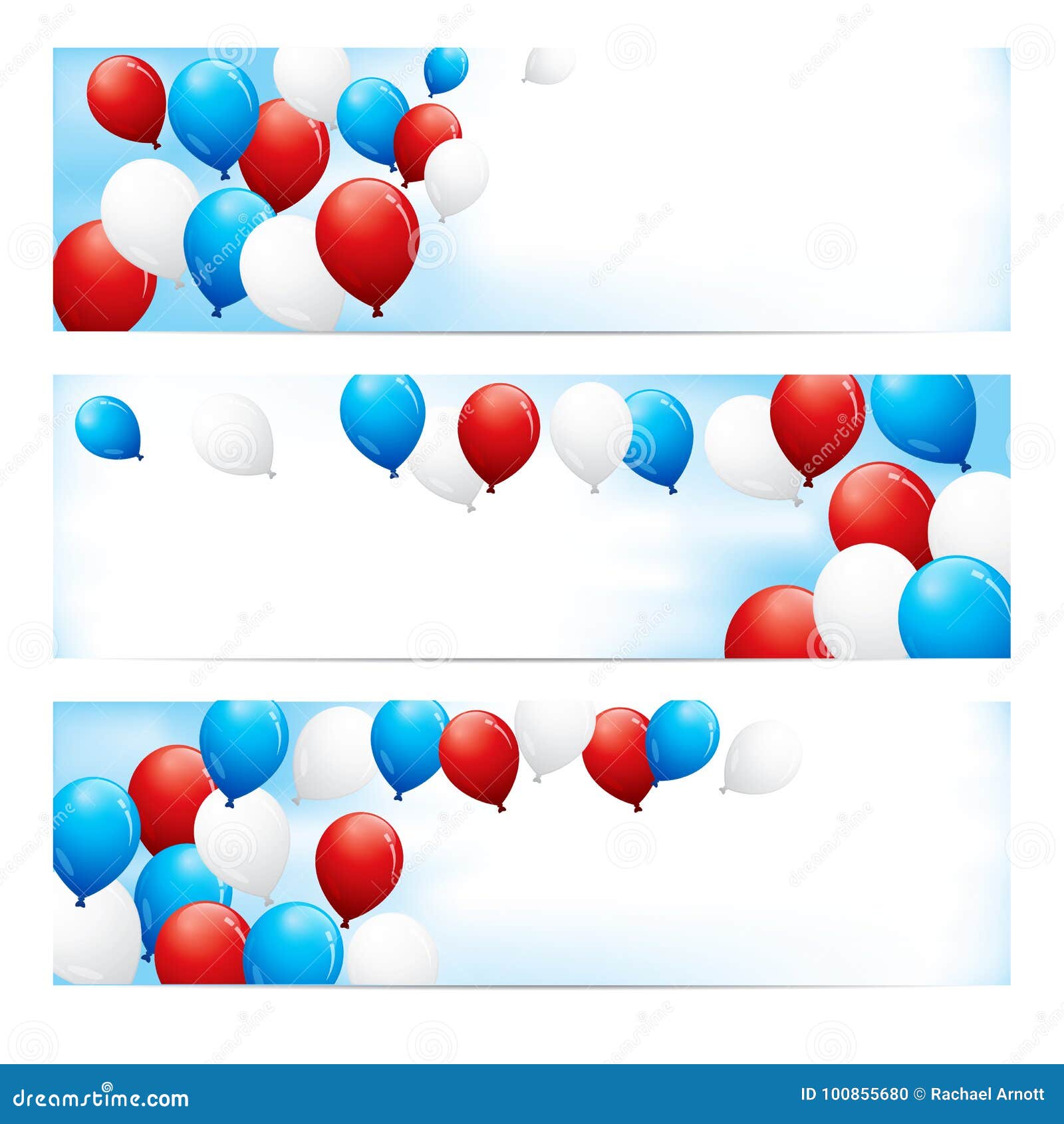 Banners with Red, White & Blue Balloons Stock Vector - Illustration of ...