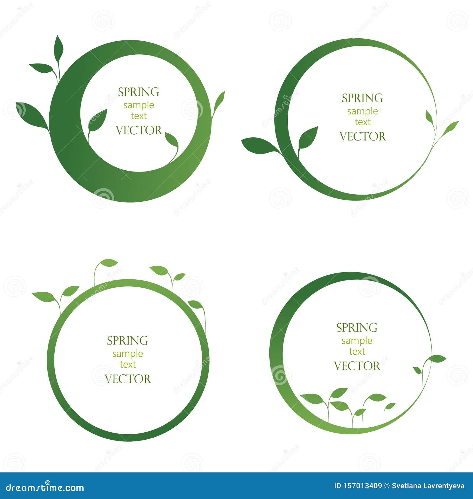 Banners Redondos, Verdes, Marcos Con Hojas Ilustración del Vector ...