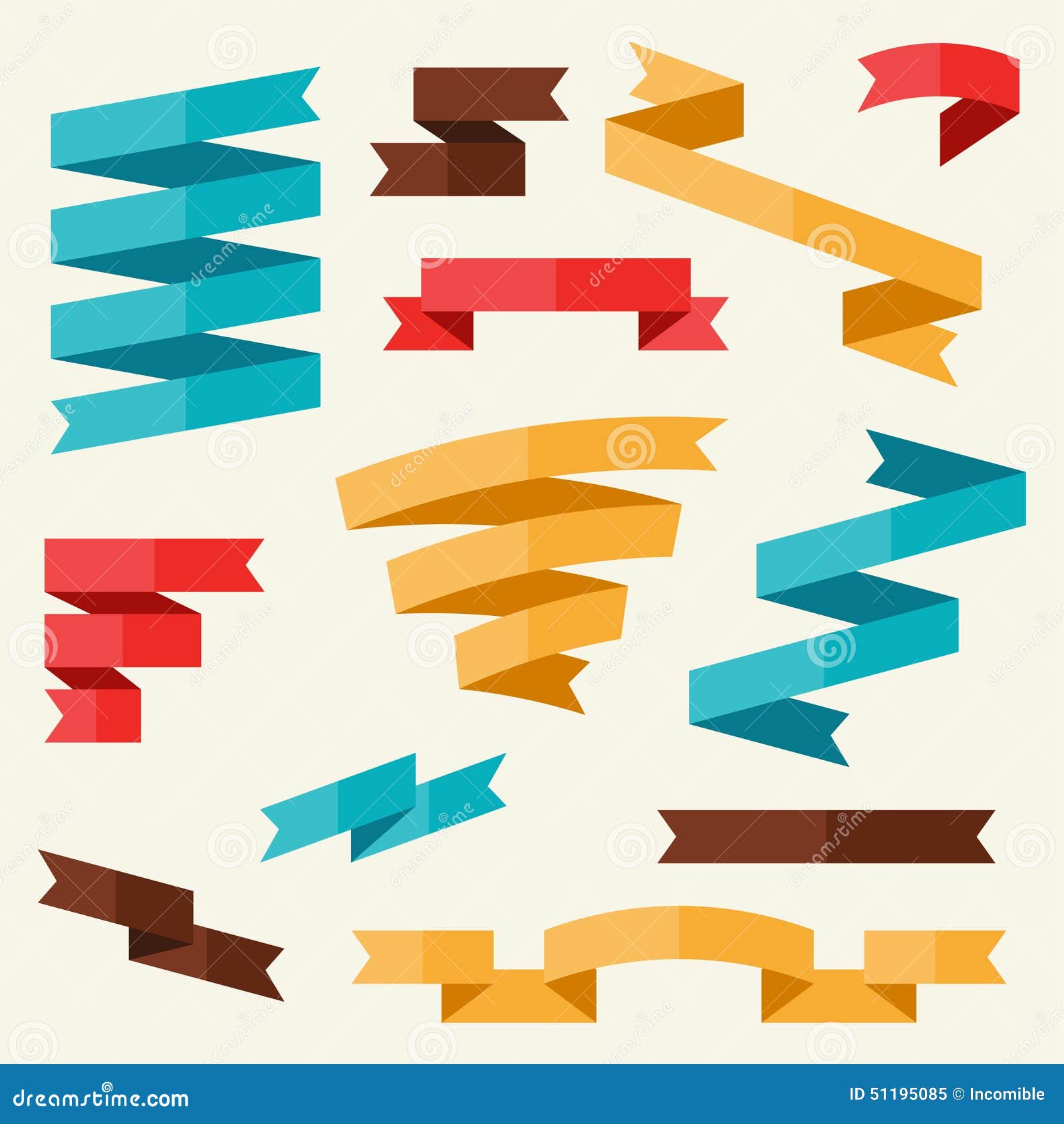 Banners and Ribbons in Flat Design Style Stock Vector - Illustration of ...
