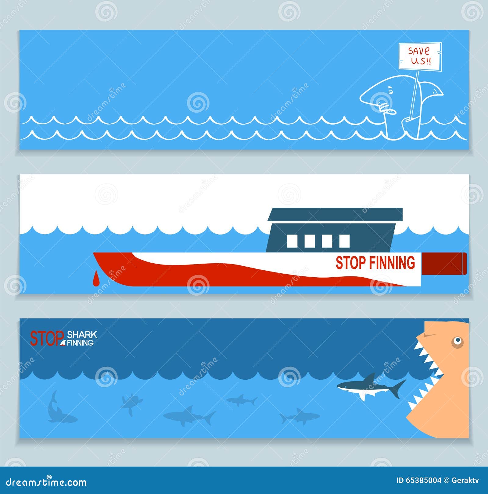 Banners about Save Sharks and Undersea World Stock Vector ...