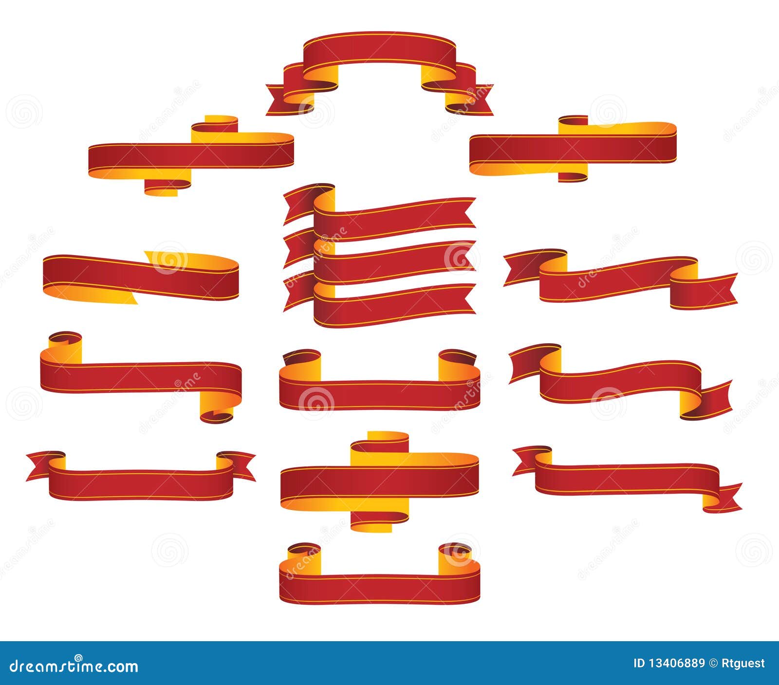 Banners Scrolls Ribbons stock vector. Illustration of collection - 13406889