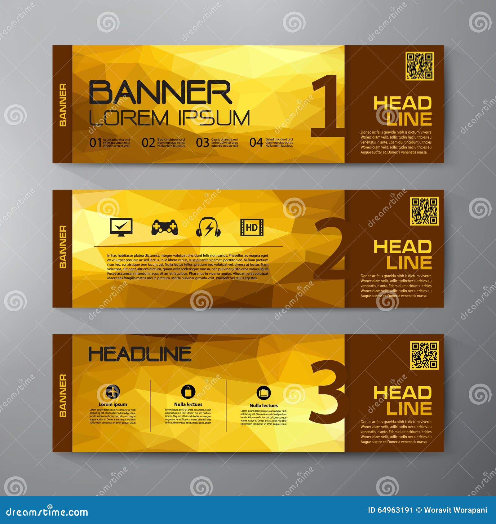 Banners Set for Business Modern Design. Polygonal Geometric Back Stock ...