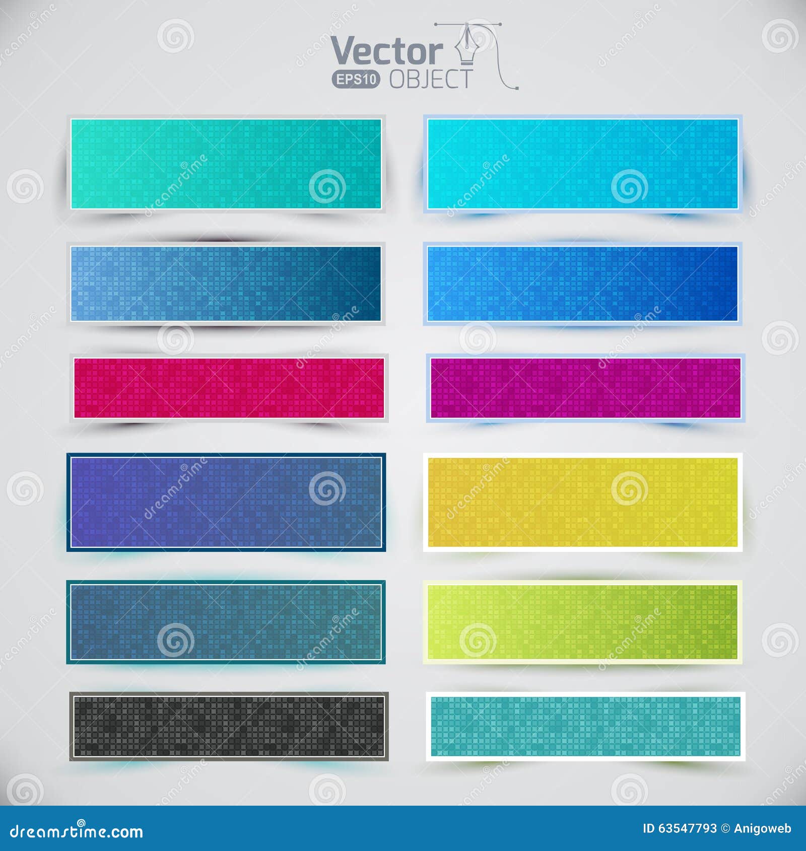Banners Set of Different Colors, Mosaic Stock Vector - Illustration of ...