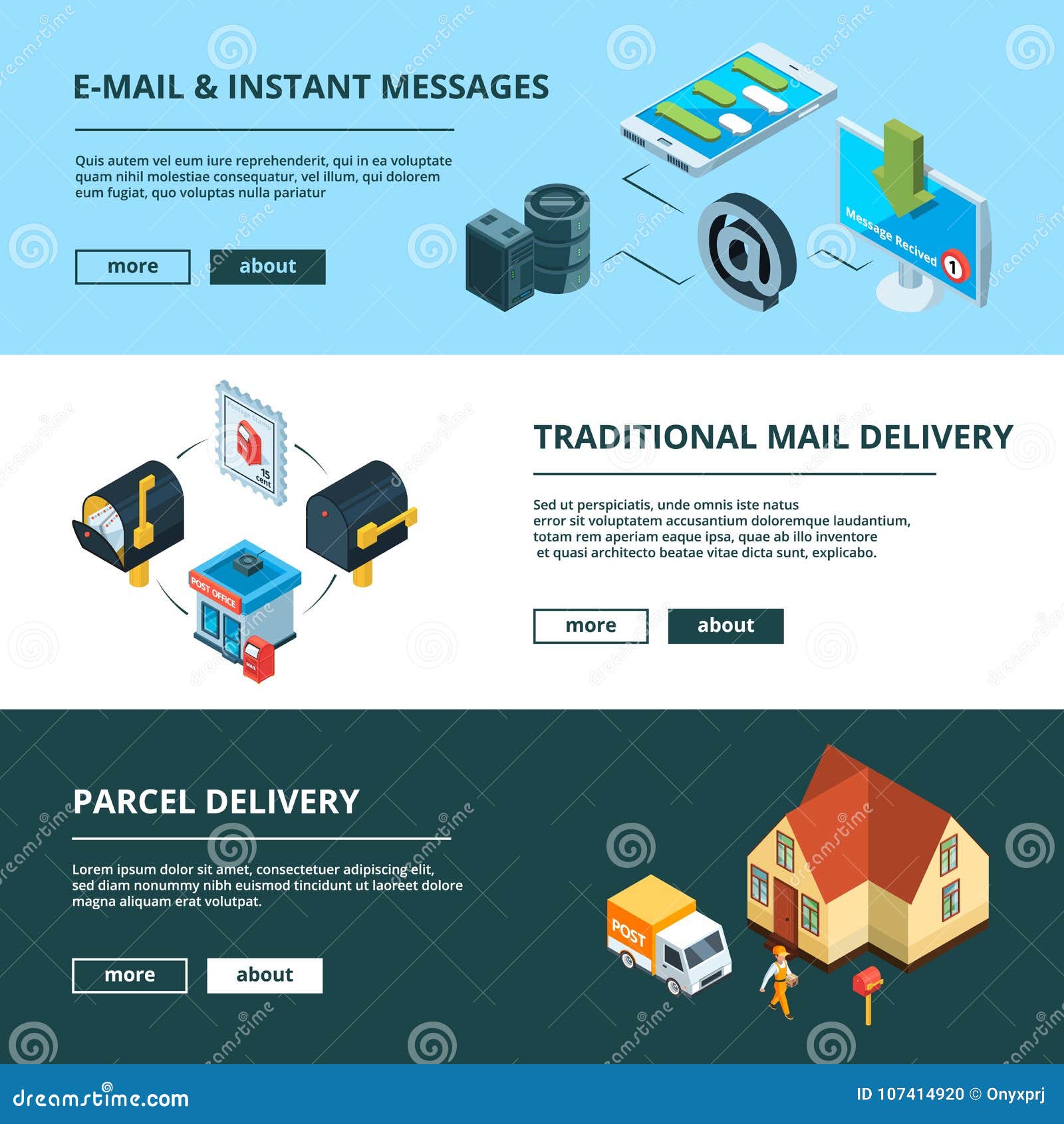 Banners Set with Illustrations of Mailing Different Letters Stock ...