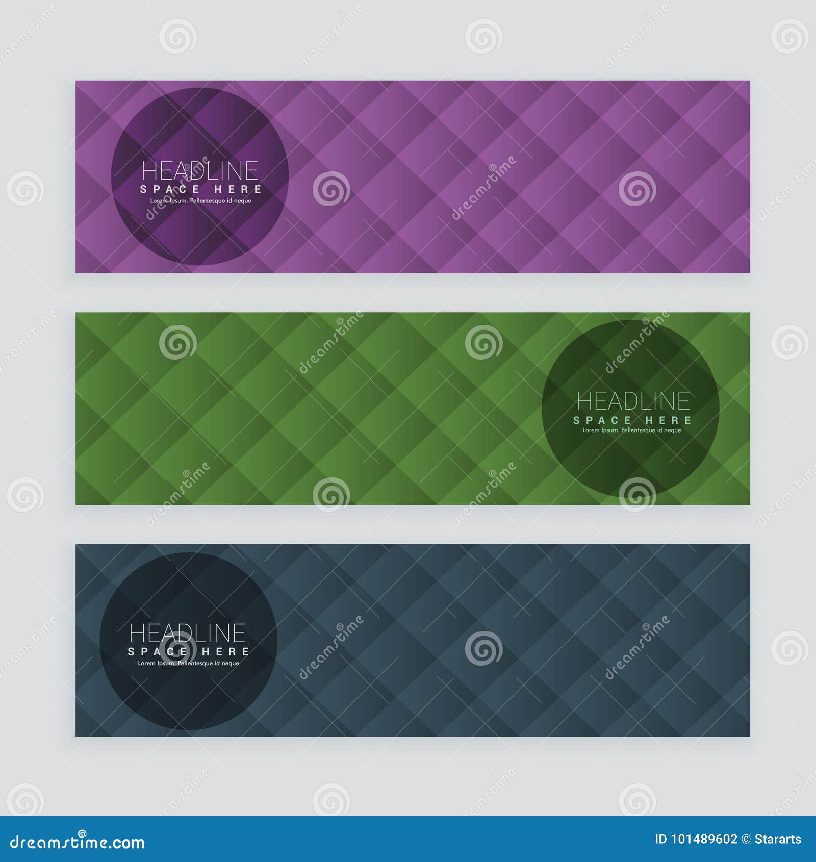 Banners Set in Three Different Colors Stock Vector - Illustration of ...