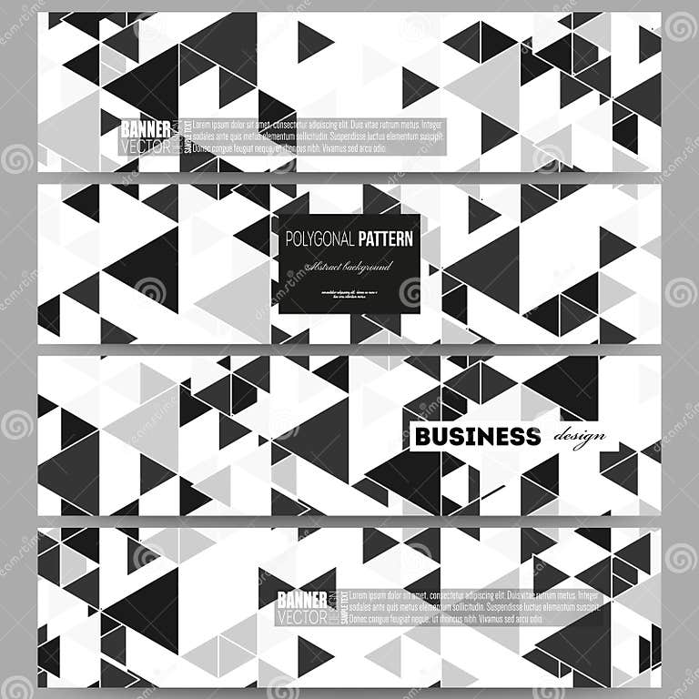 Banners Set. Triangular Vector Pattern. Abstract Black Triangles on ...