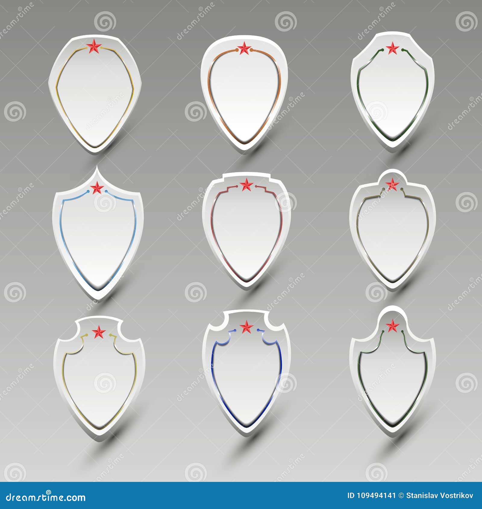 Banners in the Shape of a Shield with Star - Vector Eps10 Stock Vector ...