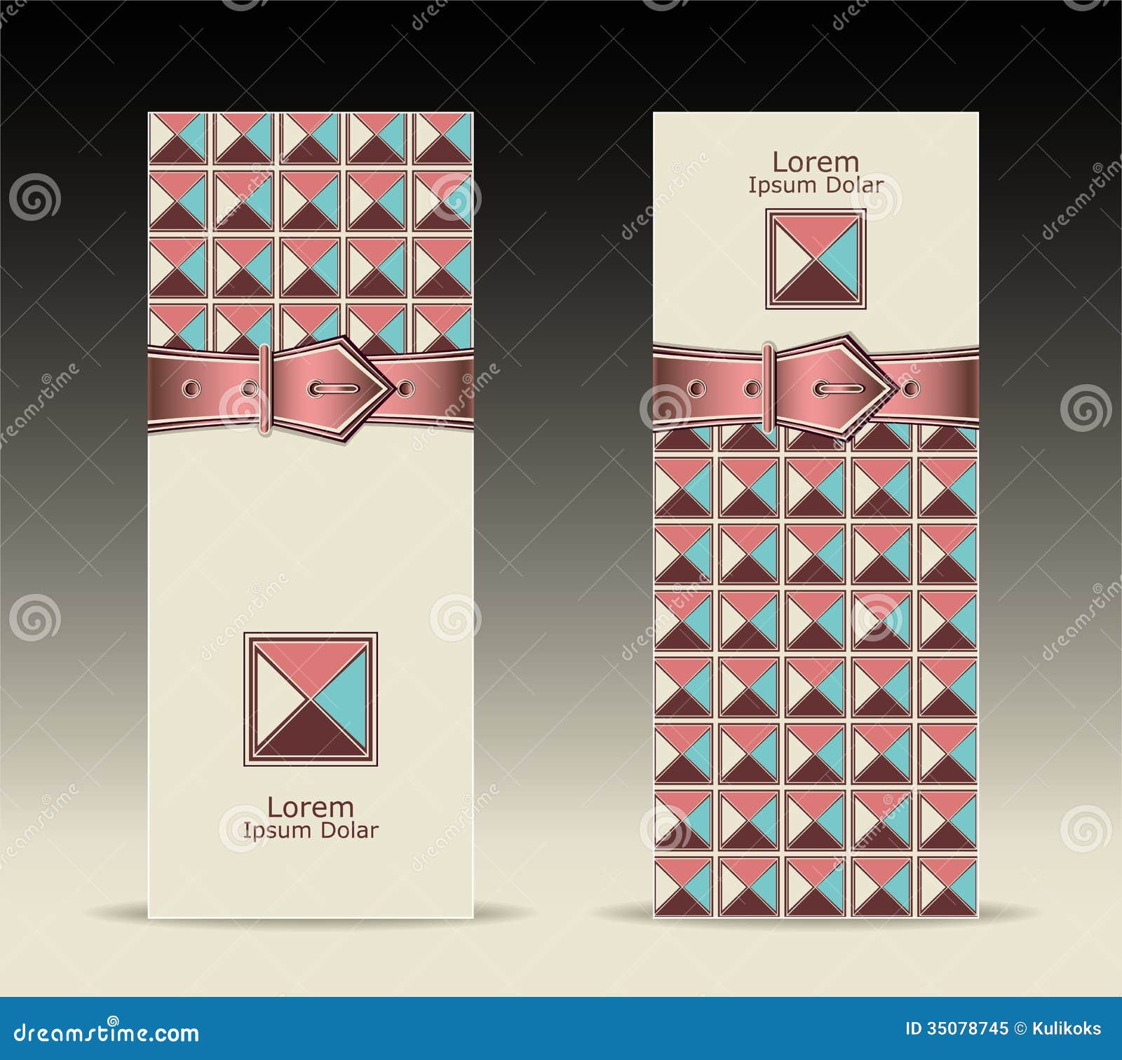 Banners or with Strap Buckle Geometric Pattern Ret Stock Vector ...