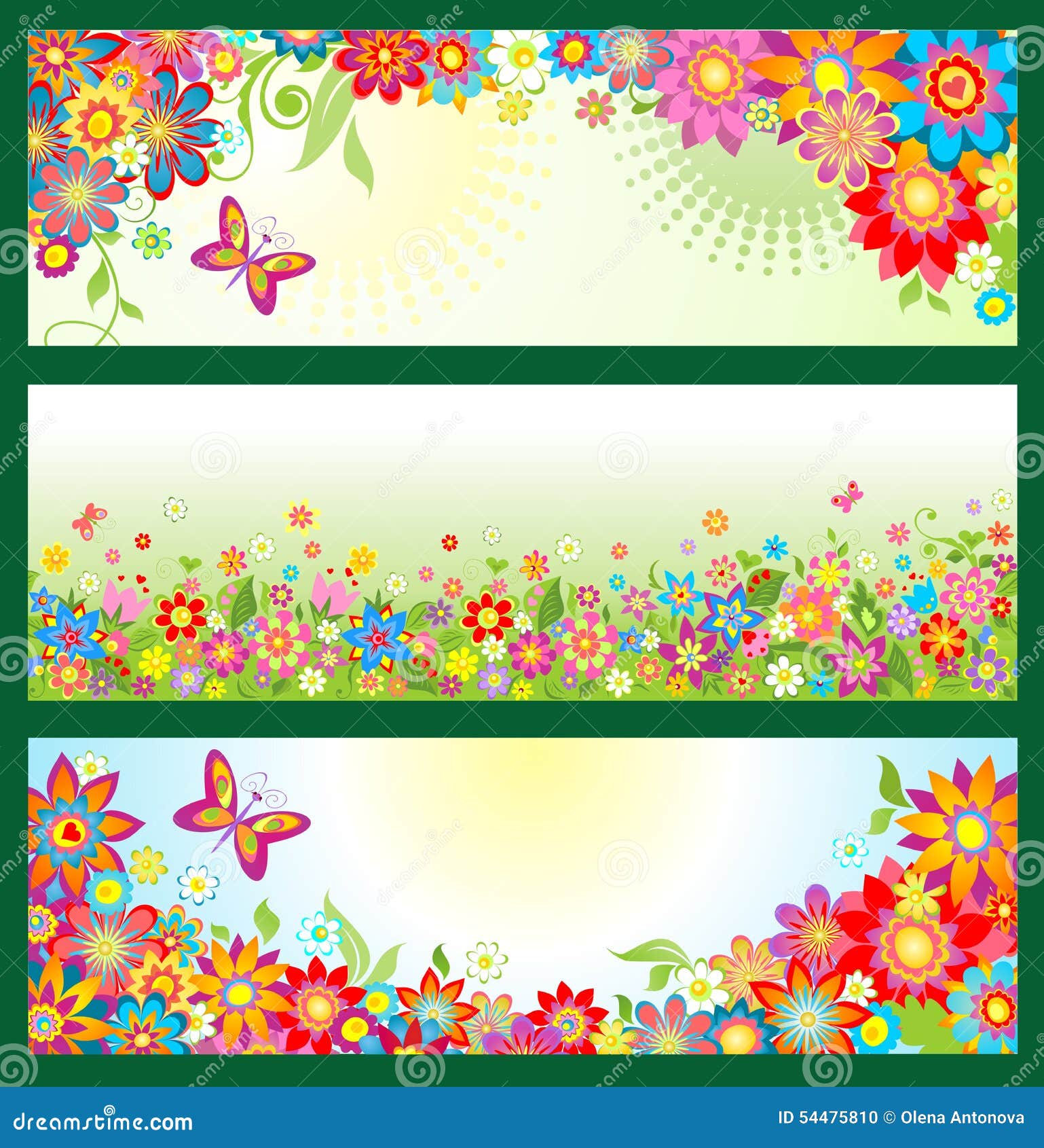 Banners with Summer Flowers Stock Vector - Illustration of daisy, card ...