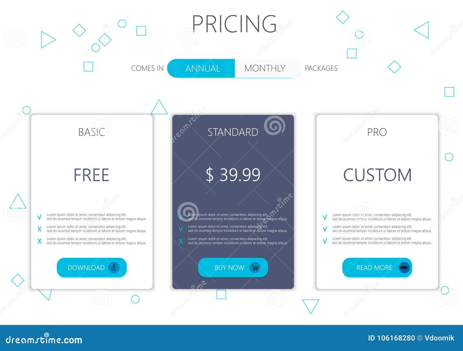 Three Banners. Pricelist, Hosting Plans and Web Design Boxes of Banners ...