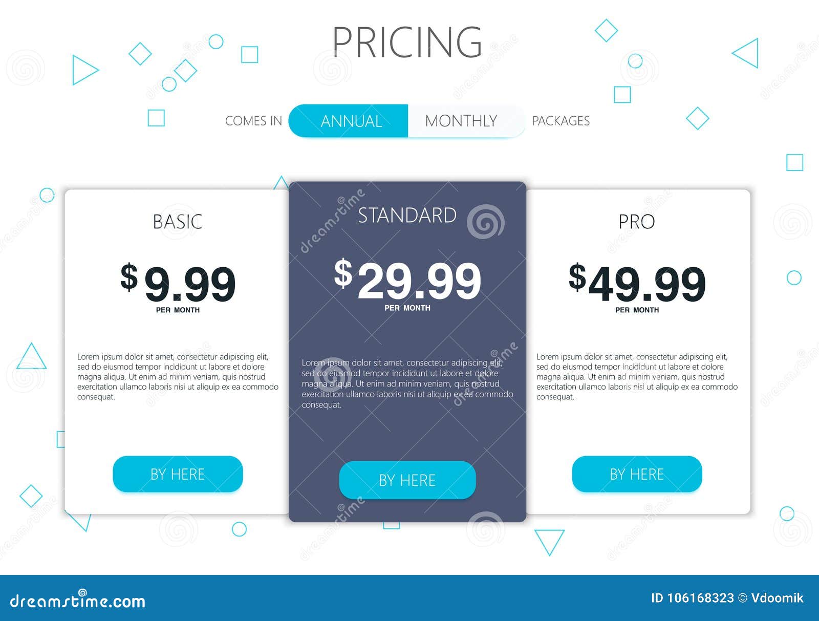 Three Banners. Pricelist, Hosting Plans and Web Design Boxes of Banners ...