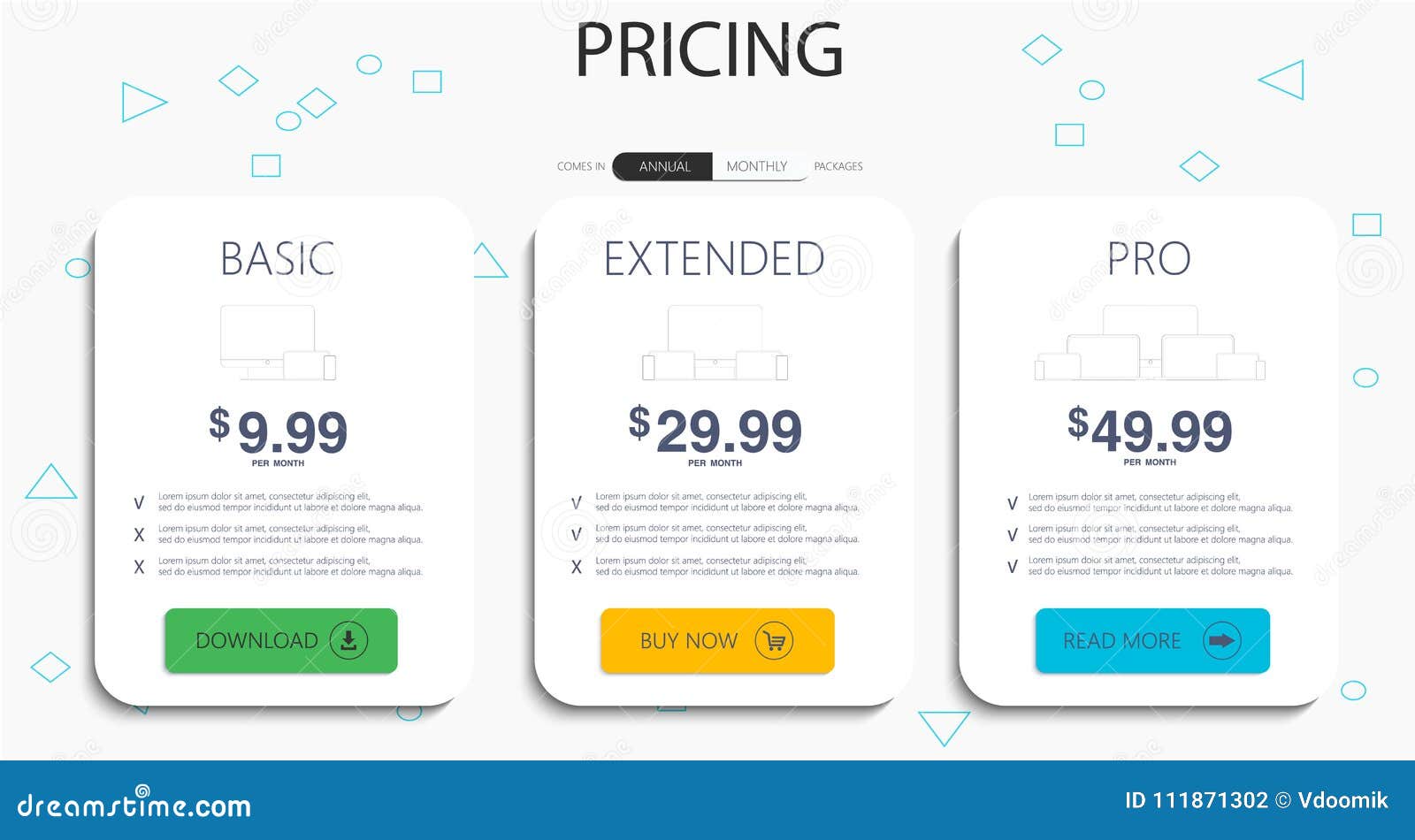 Three Banners. Pricelist, Hosting Plans and Web Design Boxes of Banners ...