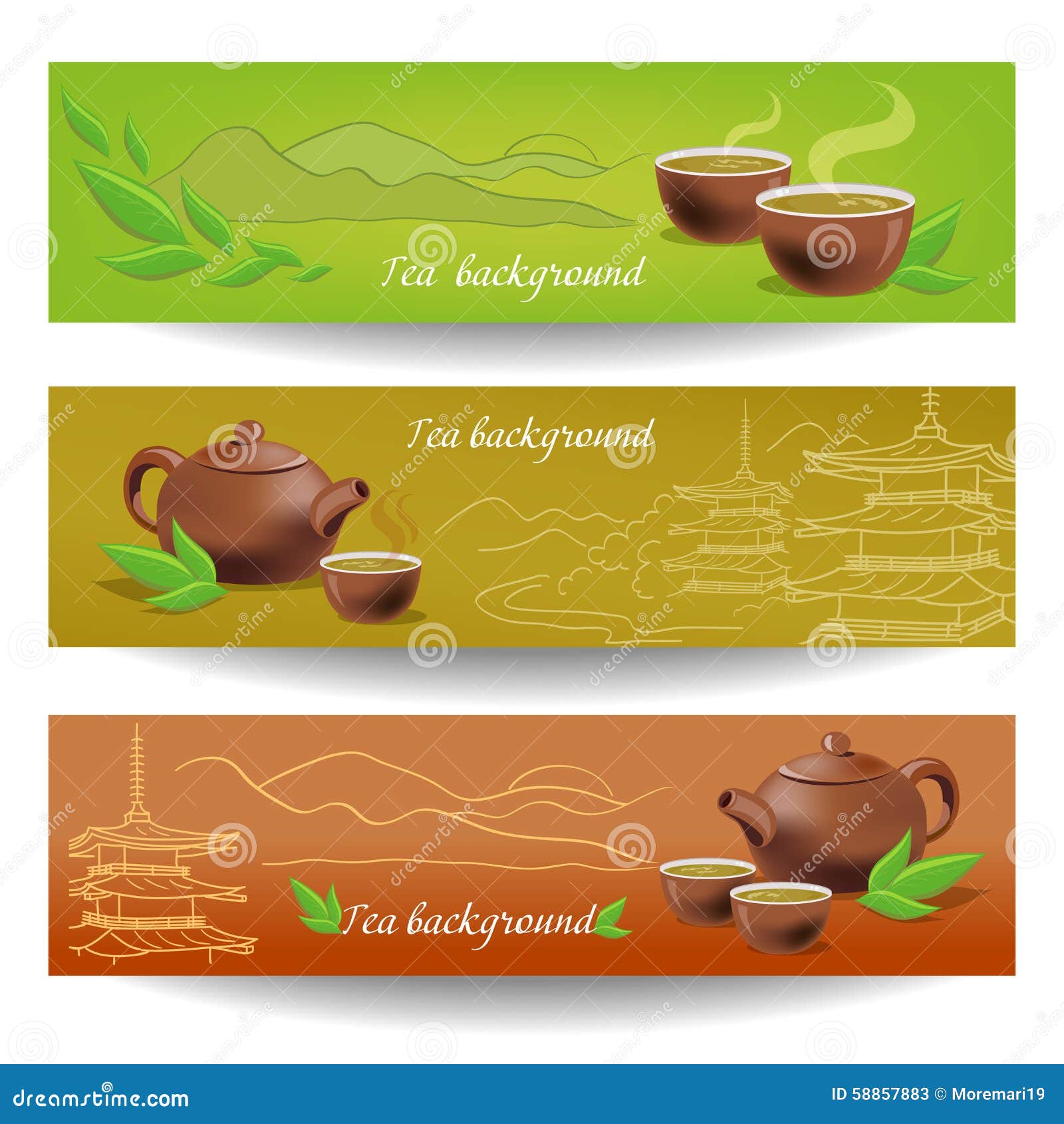 Banners with Tea, Teapot and Cups Stock Vector - Illustration of ...