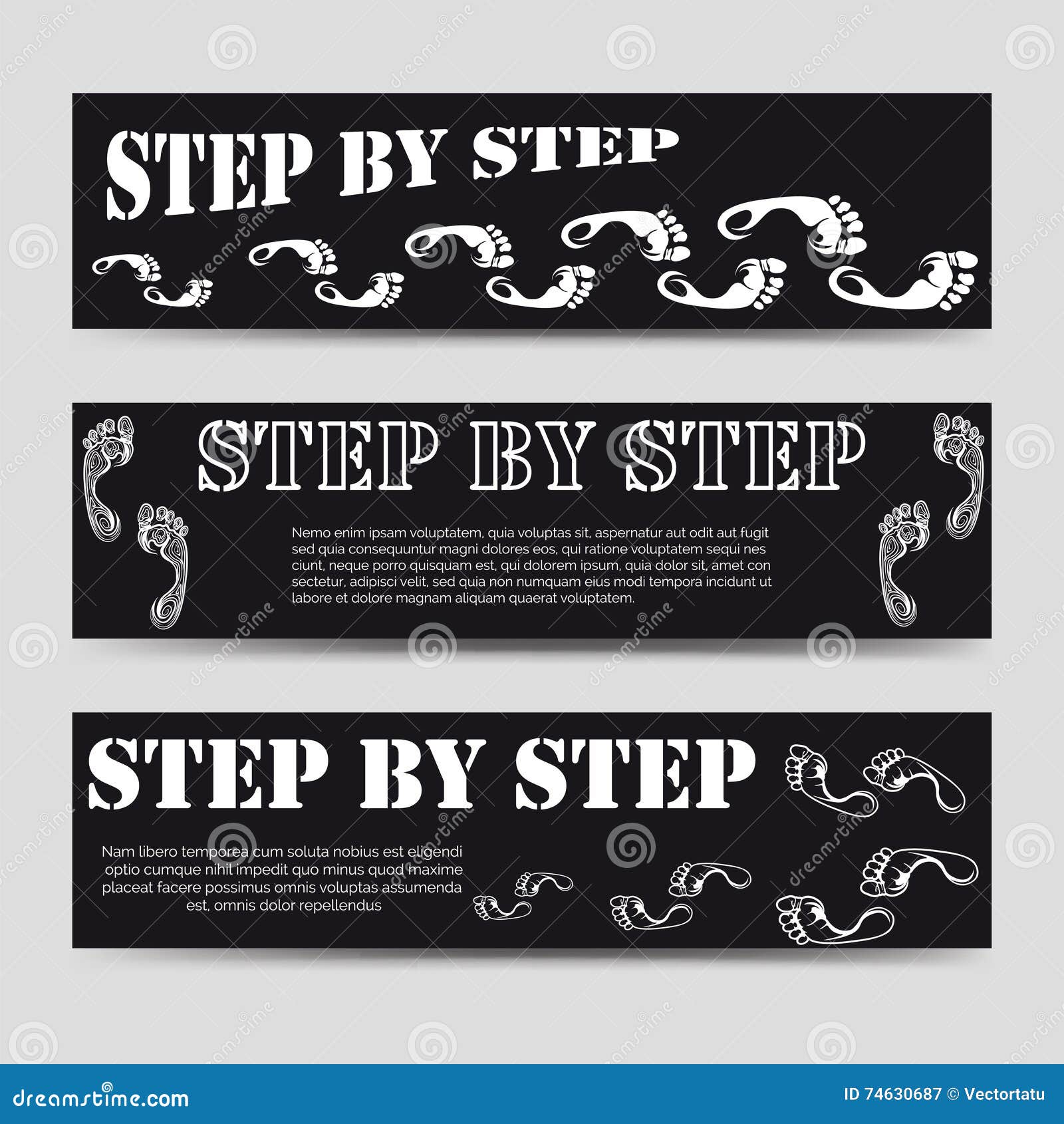 Banners Template with Footprints Stock Vector - Illustration of poster ...