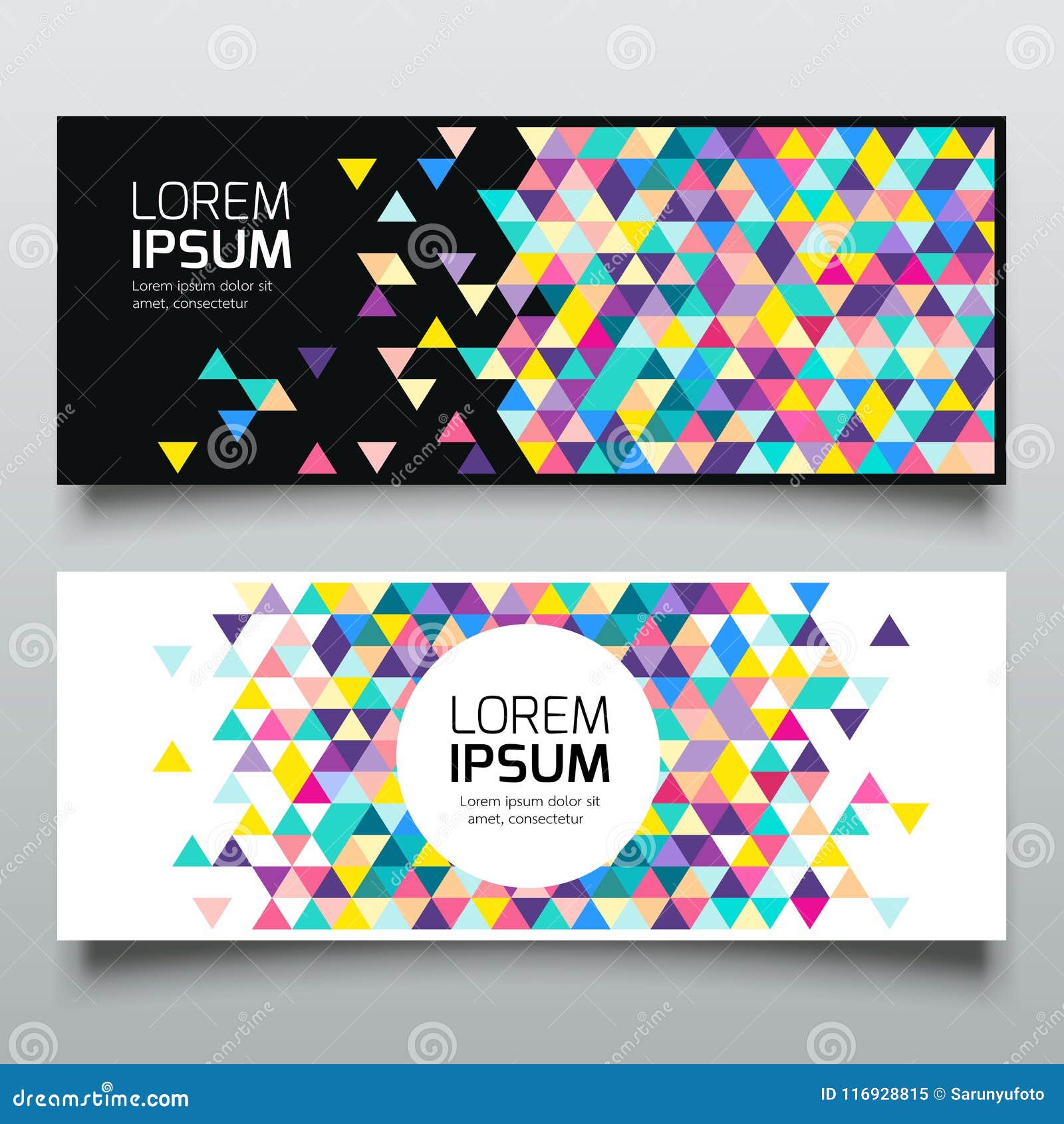 Banners Triangle Geometric Colorful Collections Stock Vector ...