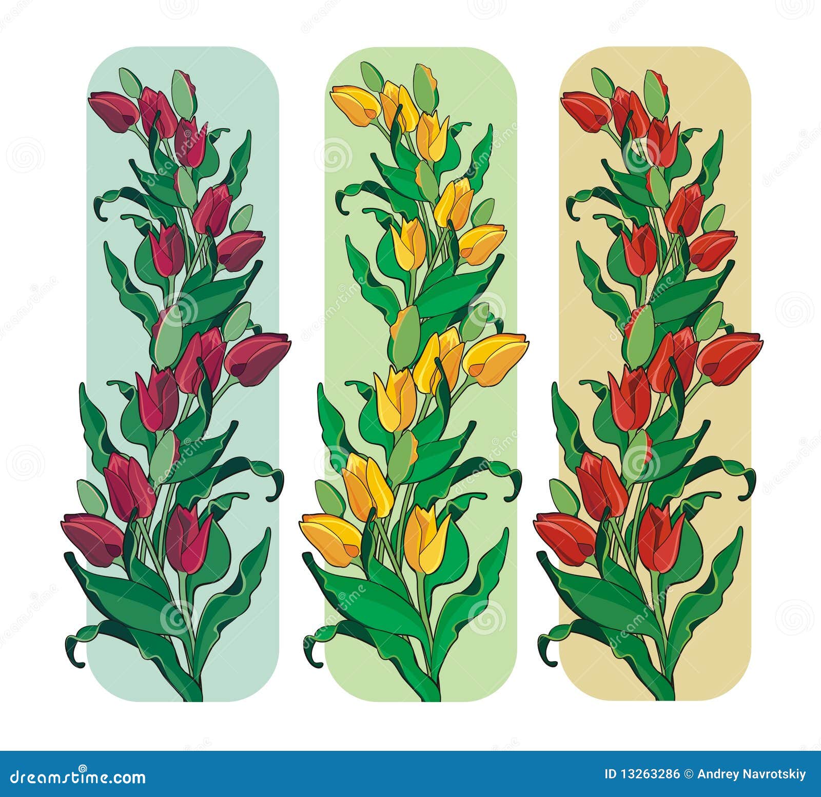 Banners of tulips. stock vector. Illustration of card - 13263286