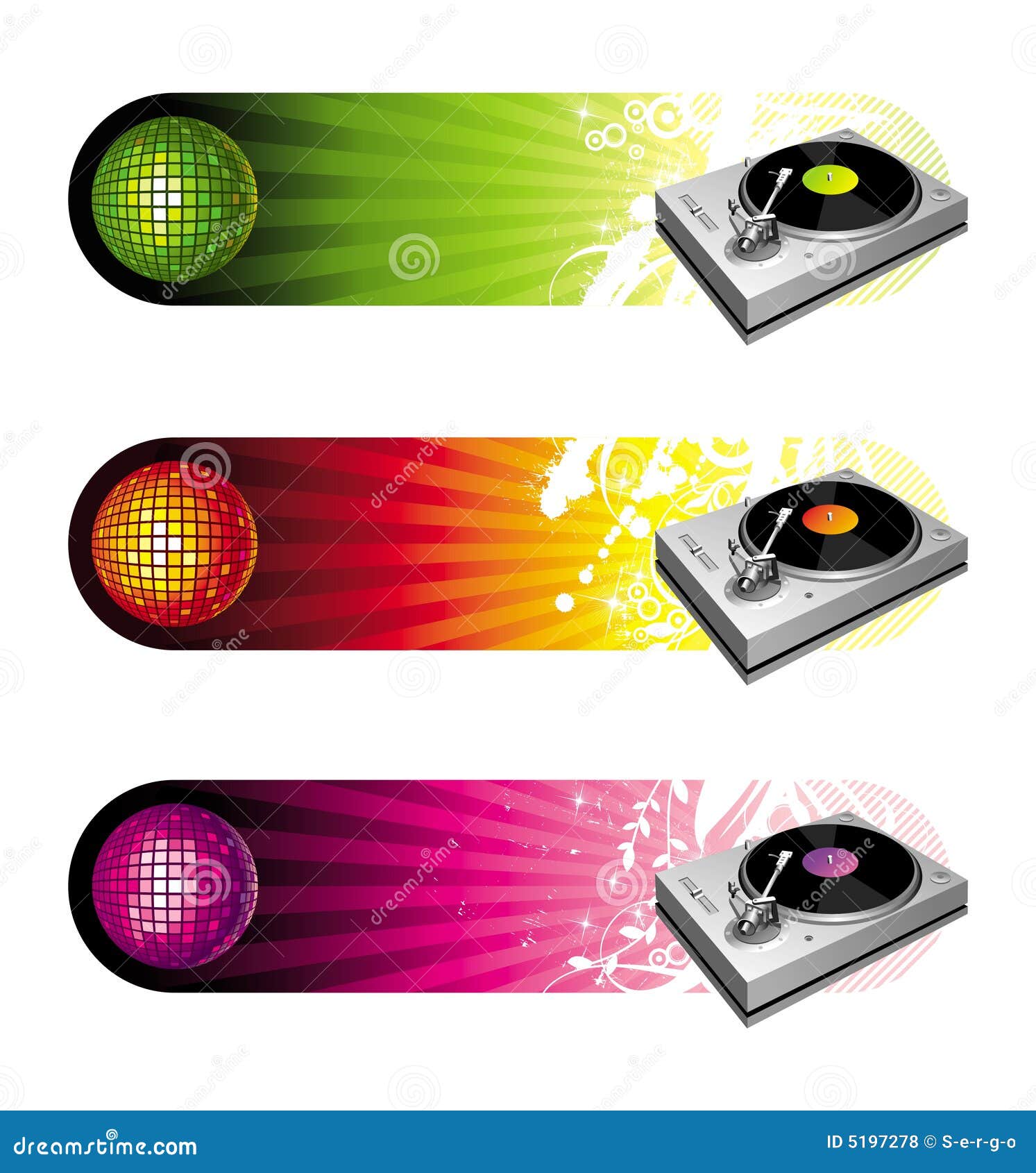 Banners with turntable stock vector. Illustration of grunge - 5197278