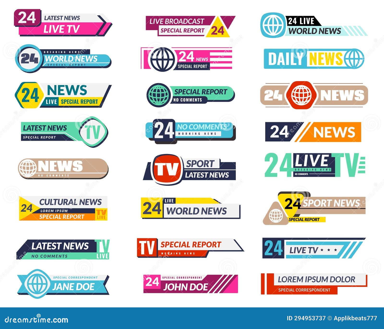 Banners Tv. Graphic Square Horizontal Internet Interface Broadcasting ...