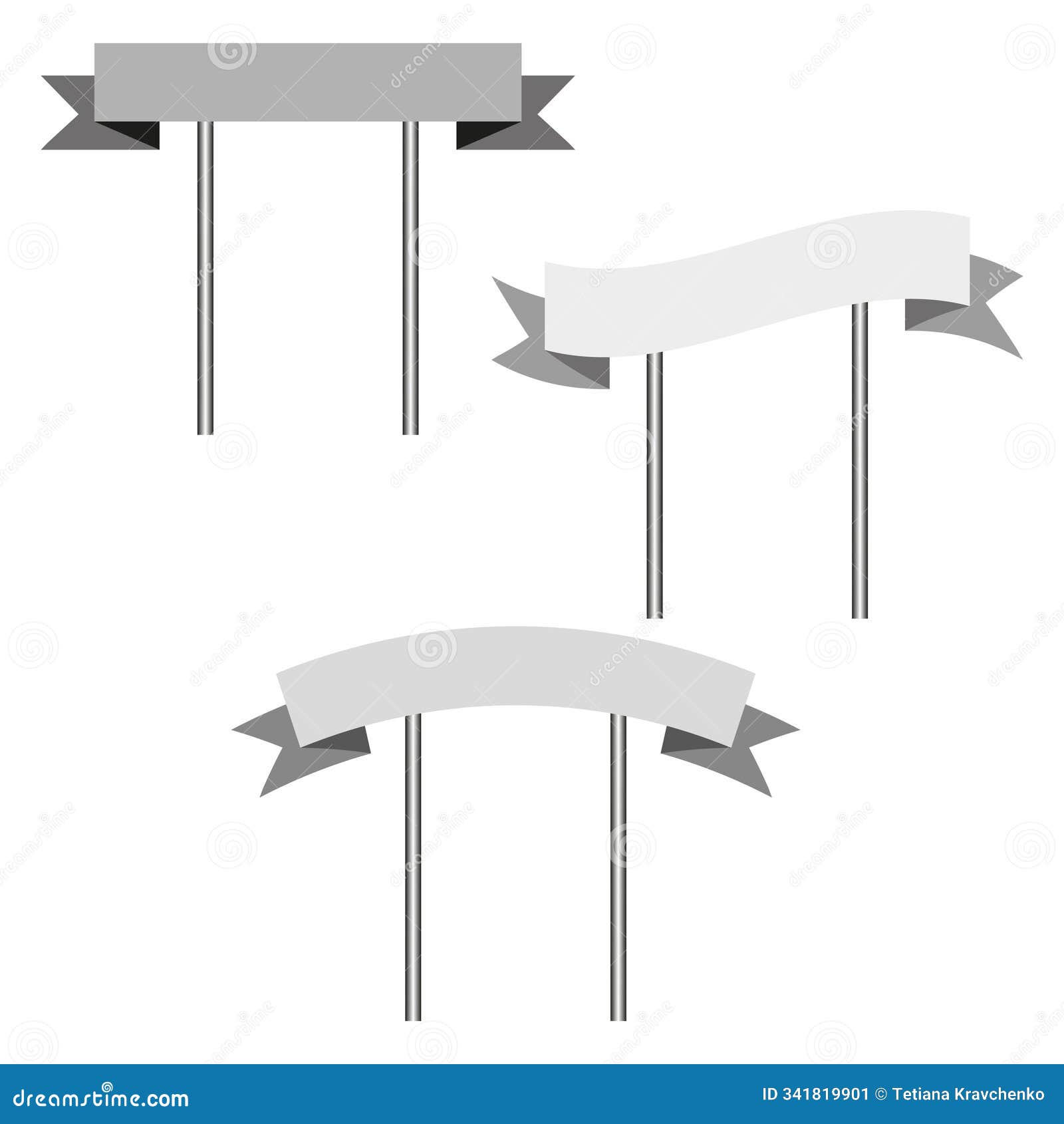 Banners Vector Set. Grey Ribbon Shapes. Minimalist Banner Icons. Simple ...