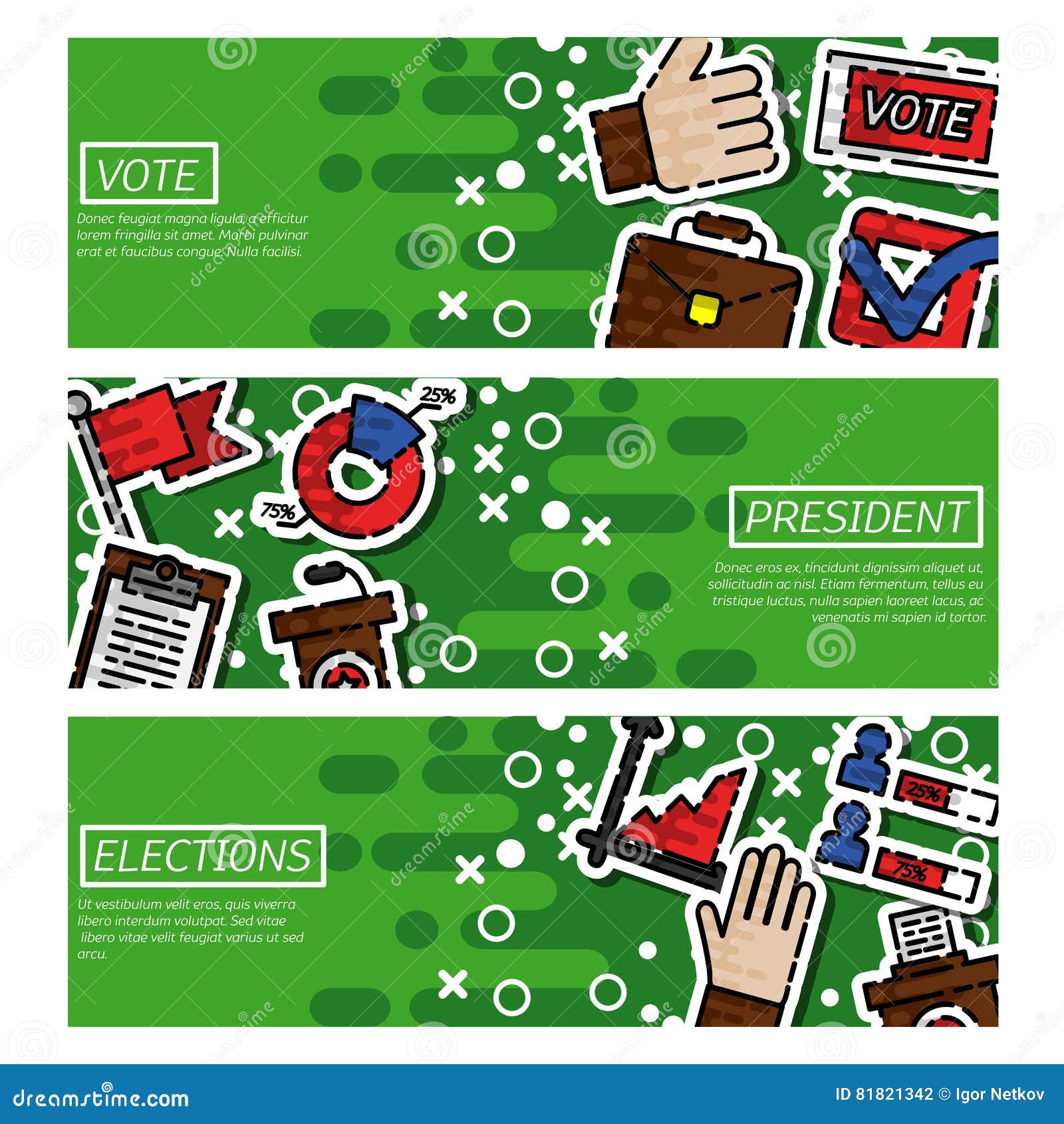 Banners about vote stock vector. Illustration of paper - 81821342