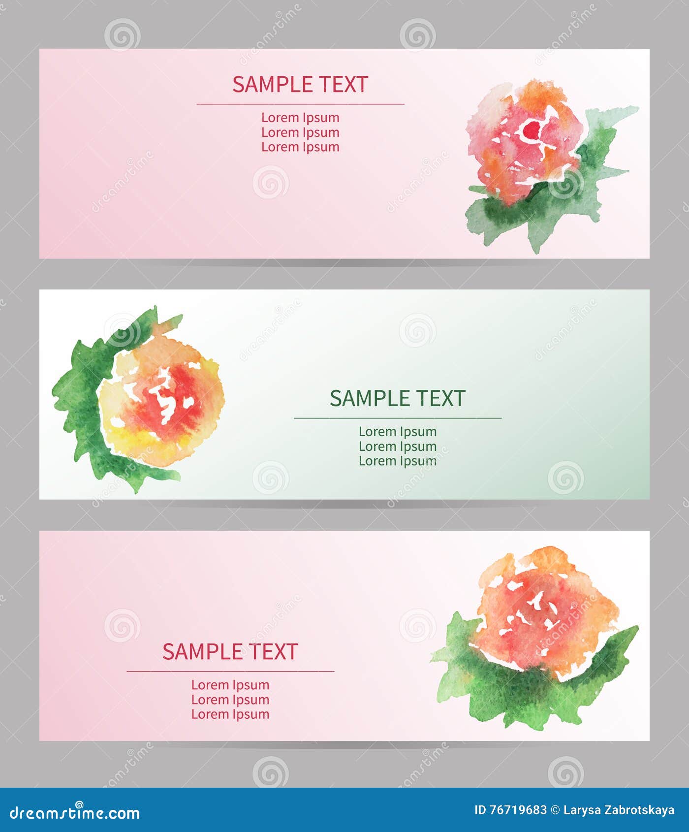Banners with Watercolor Flowers Stock Vector - Illustration of frame ...