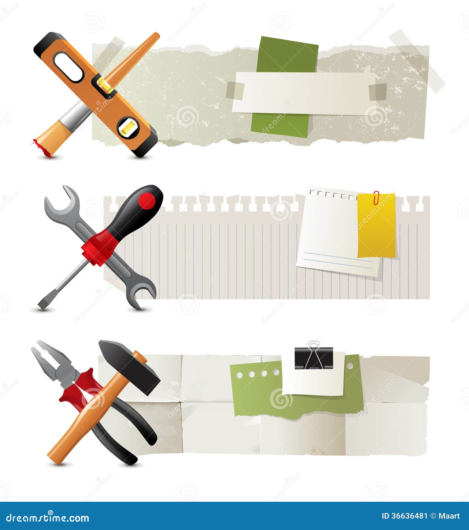 Banners with work tools stock vector. Illustration of manual - 36636481
