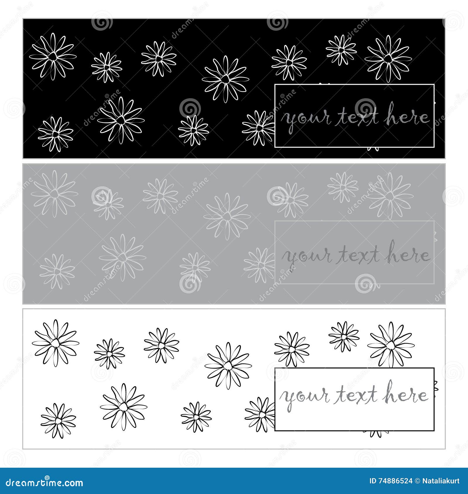 Banners for Your Design with Simple Flowers Stock Vector - Illustration ...