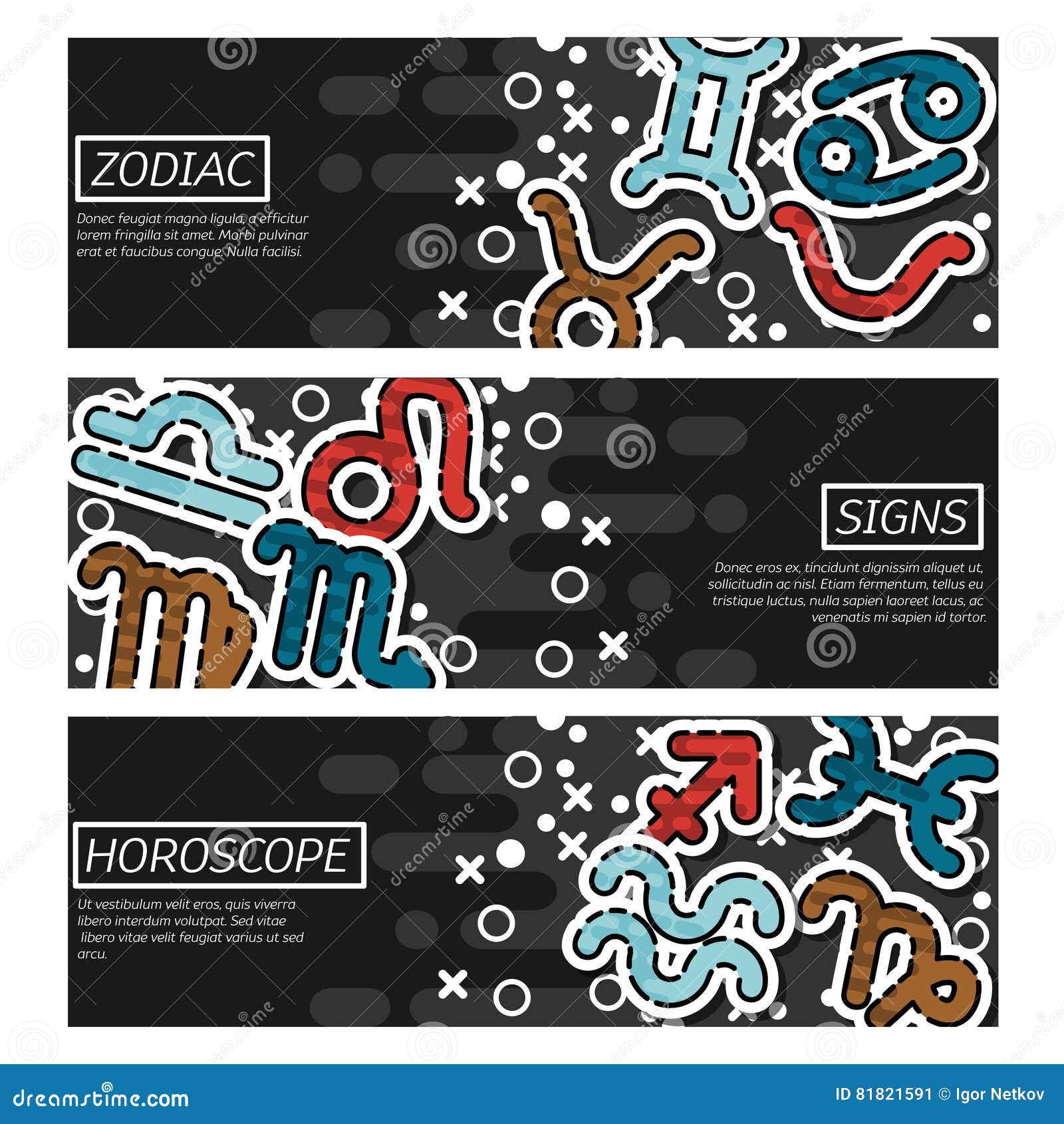 Banners about zodiac stock vector. Illustration of icon - 81821591