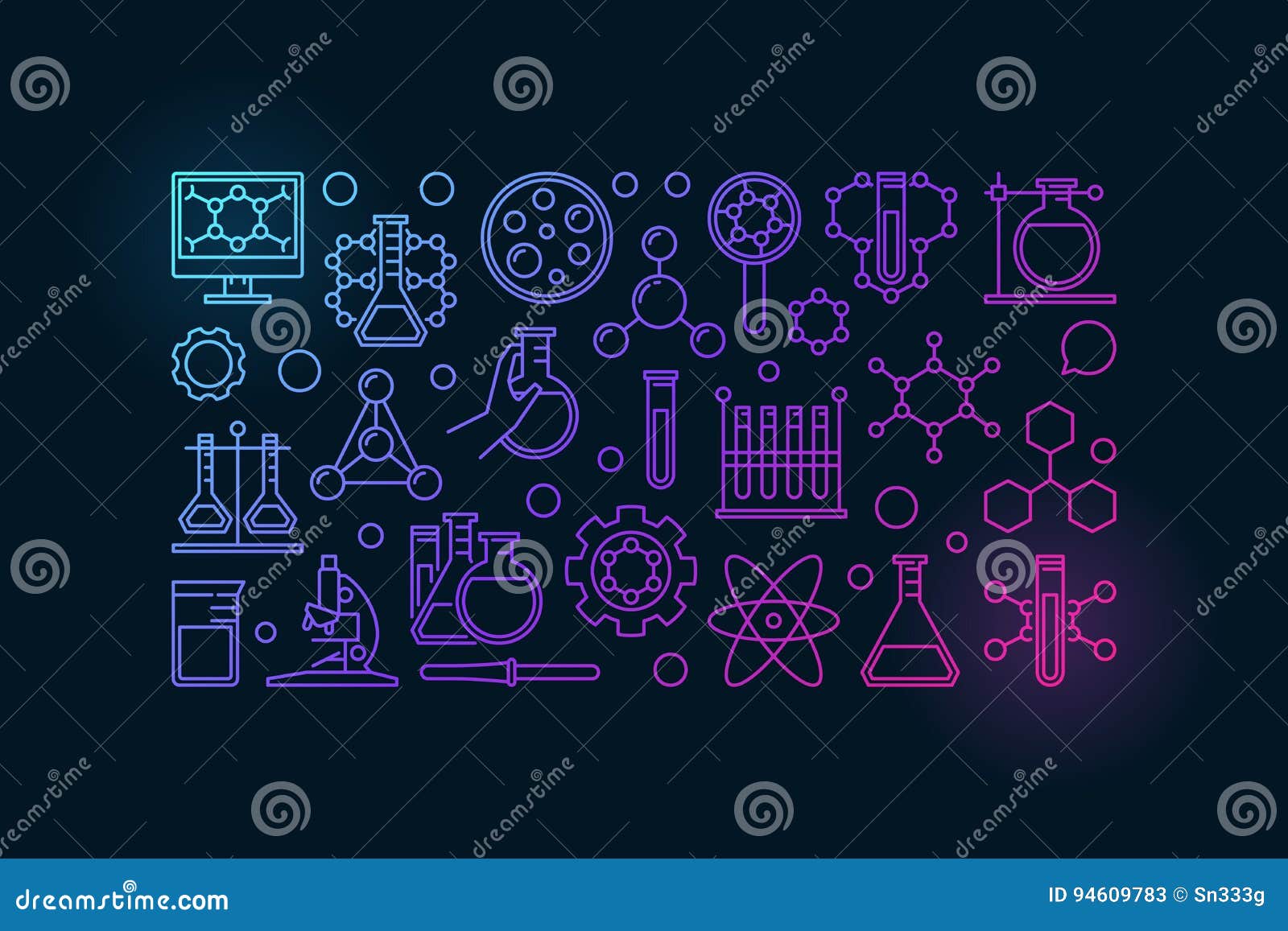 Bannière colorée de chimie illustration de vecteur. Illustration du ...