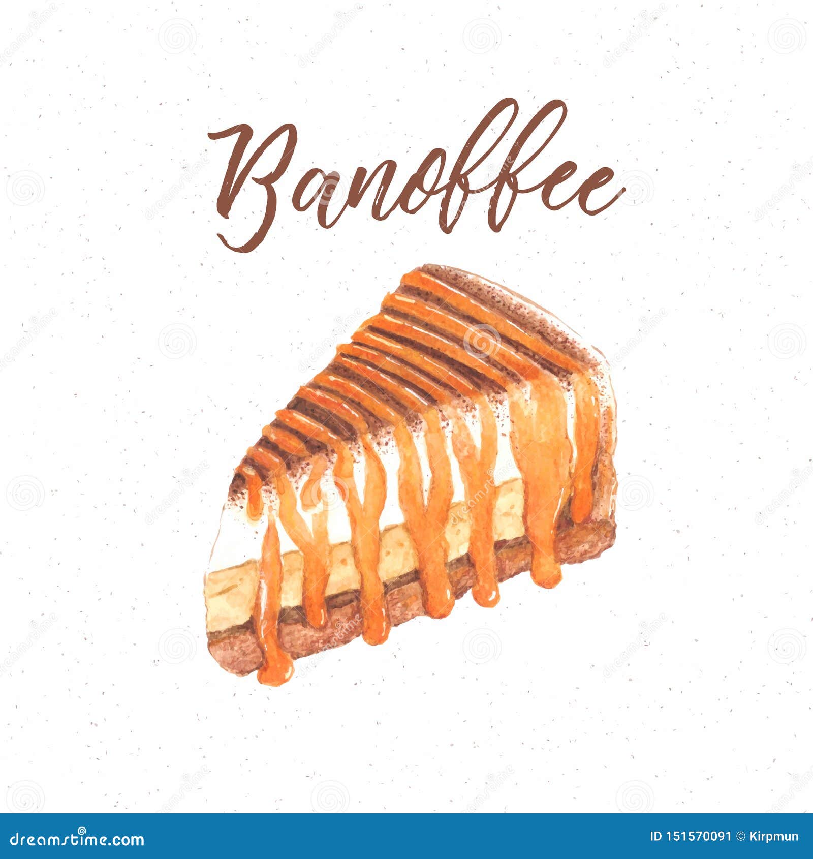 Banoffee Cake, Hand Draw Sketch Water Color Stock Vector - Illustration ...