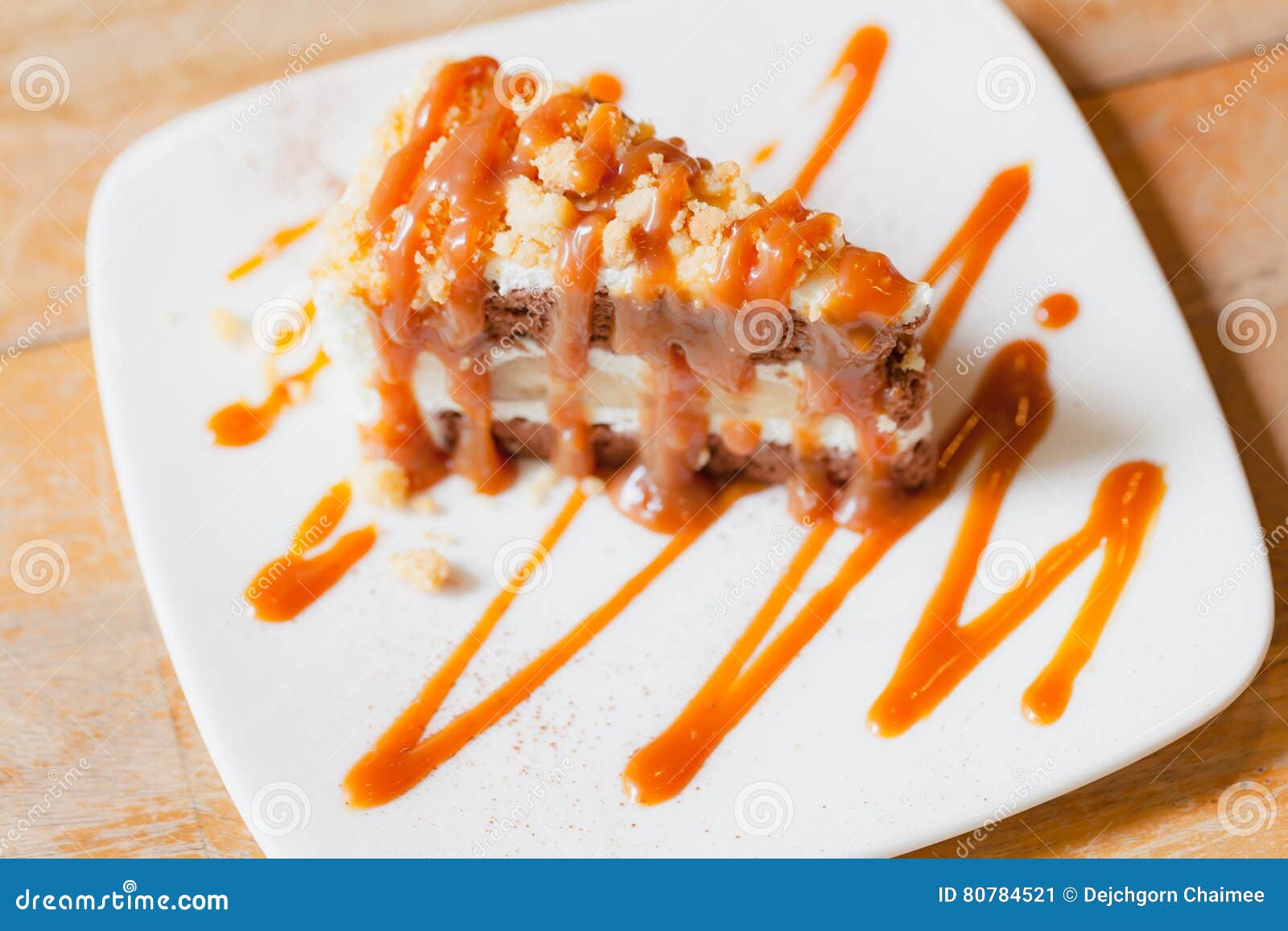 Banoffee Pie with Caramel Sauce Stock Image - Image of closeup, healthy ...