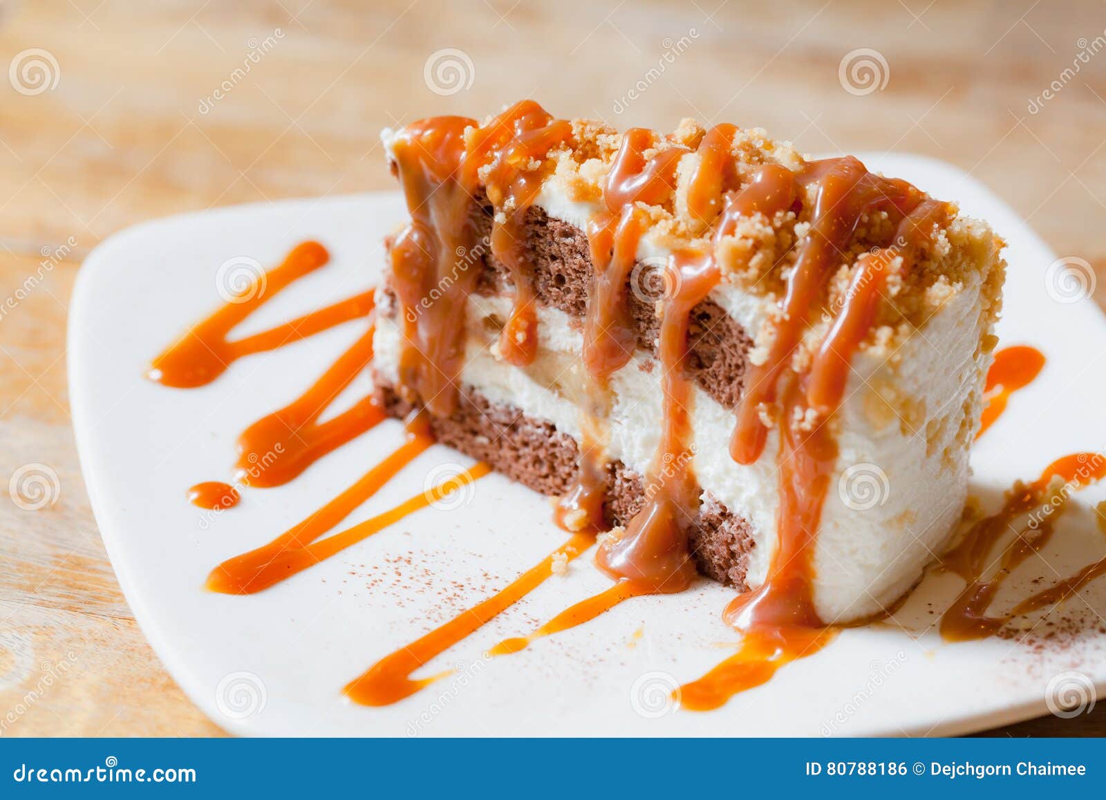 Banoffee Pie with Caramel Sauce Stock Photo - Image of background ...