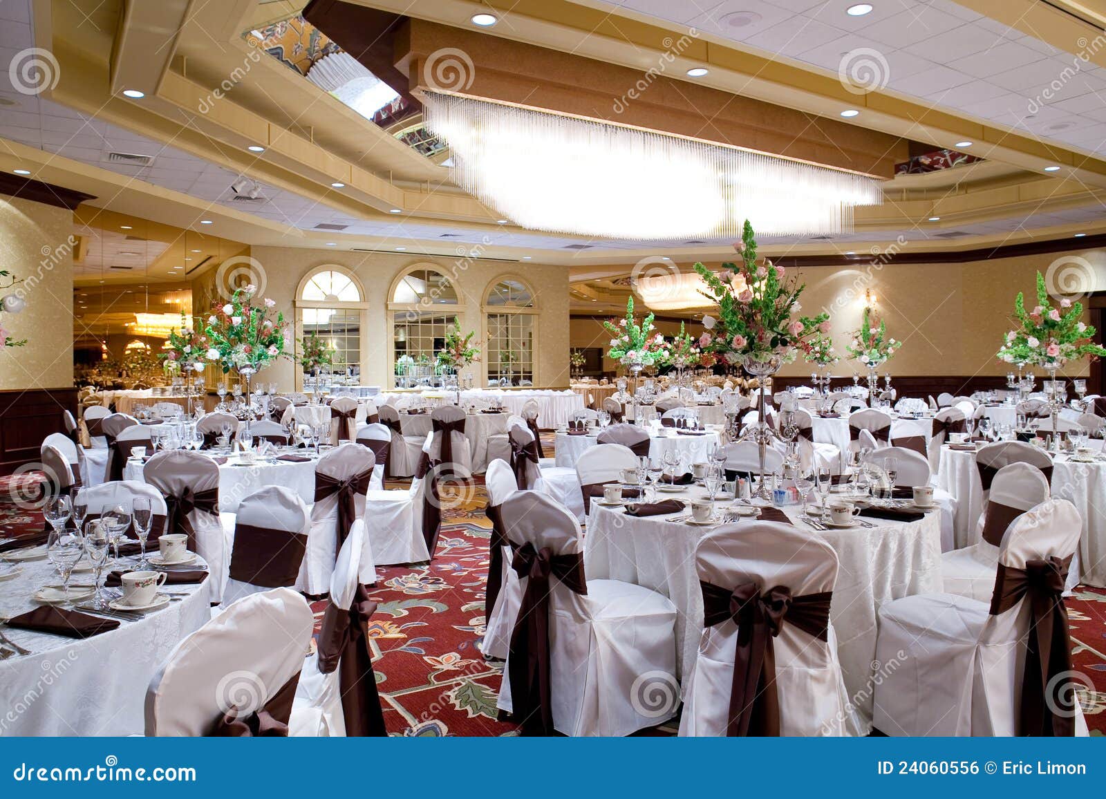 Banquet Hall In The Open Air With A Wooden Ceiling, Hanging Garlands ...